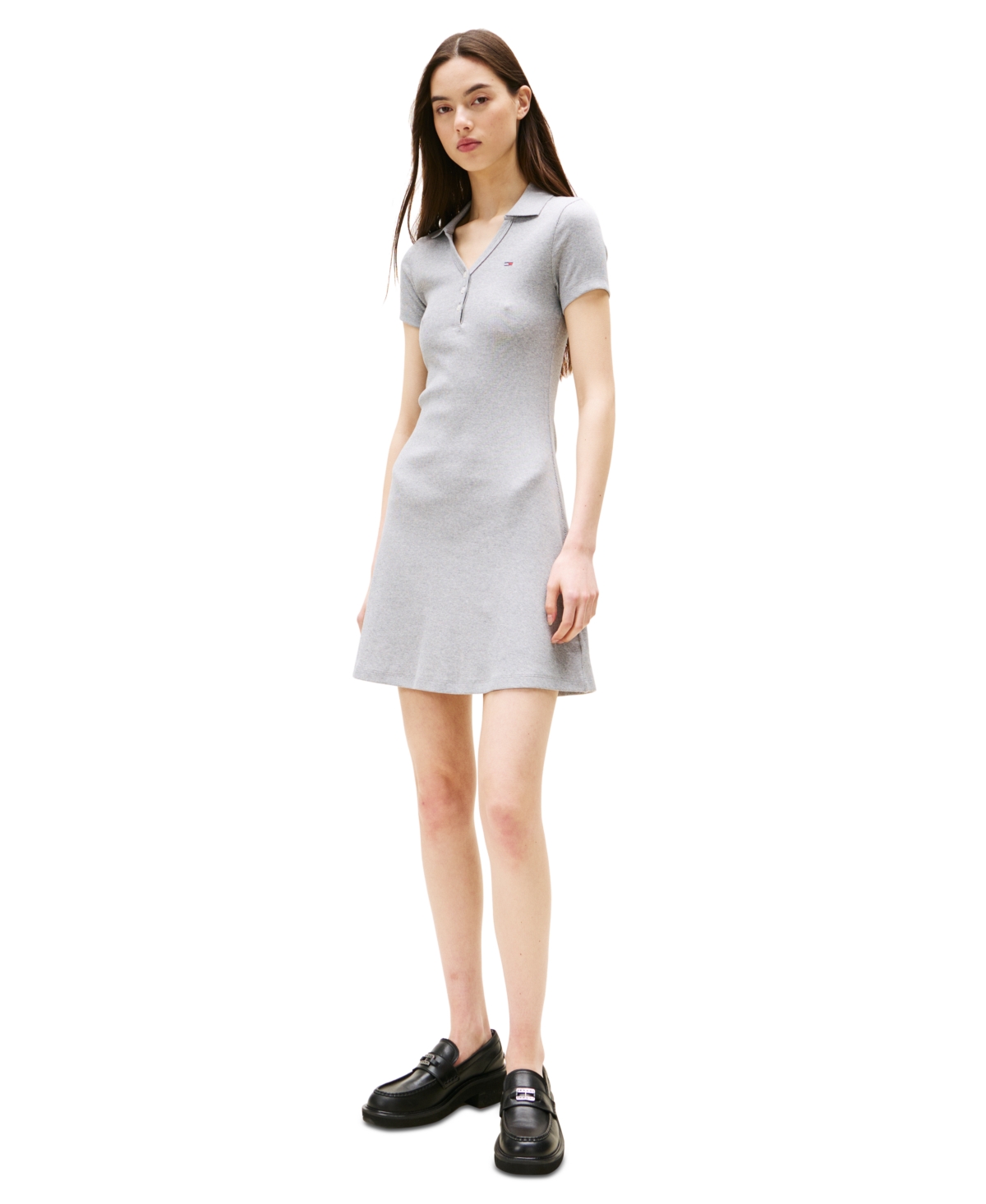 Click here for Tommy Jeans Womens Fit & Flare Ribbed Polo Dress -... prices