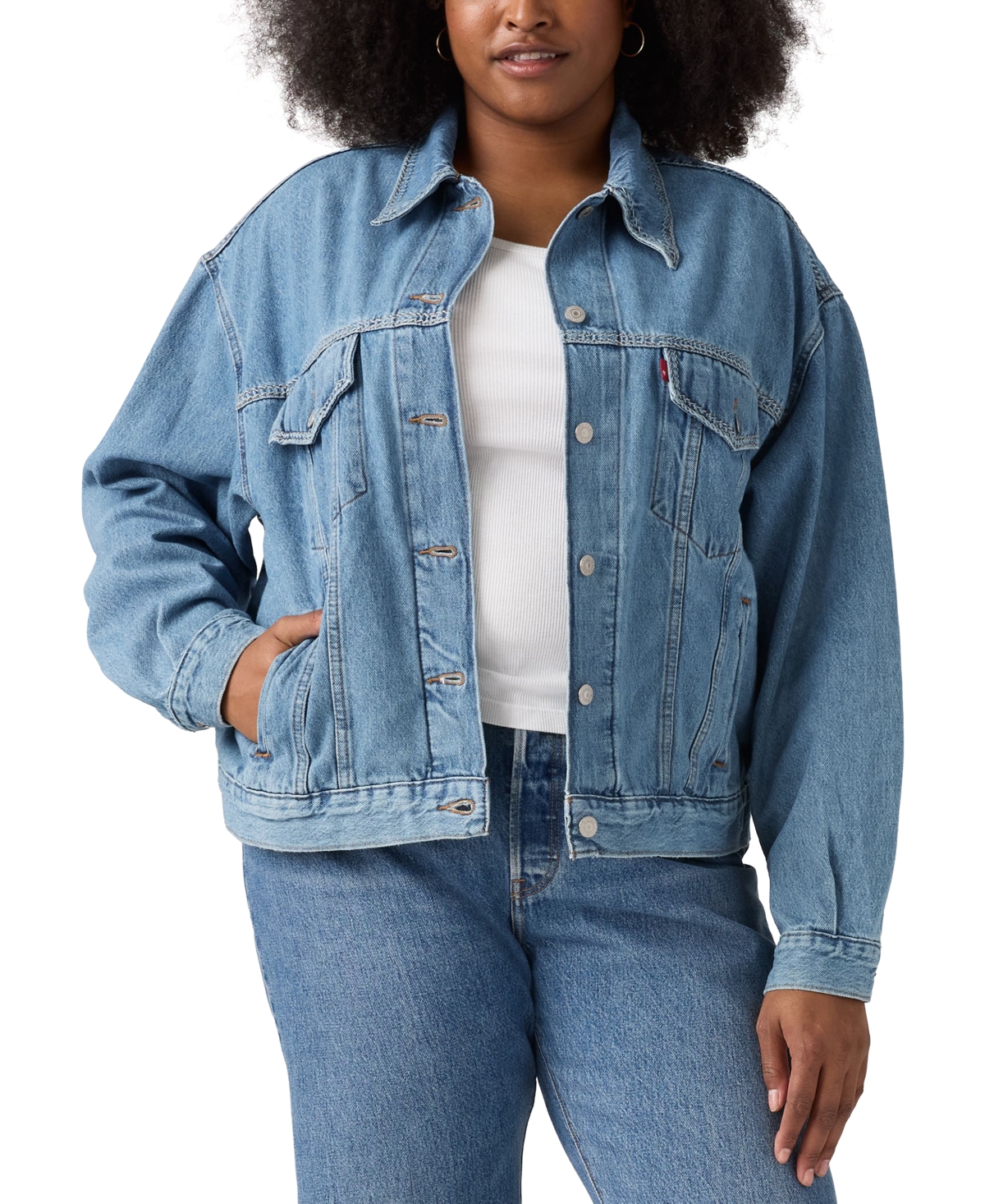 Click here for Levis Plus Size 90s Cotton Denim Trucker Jacket -... prices