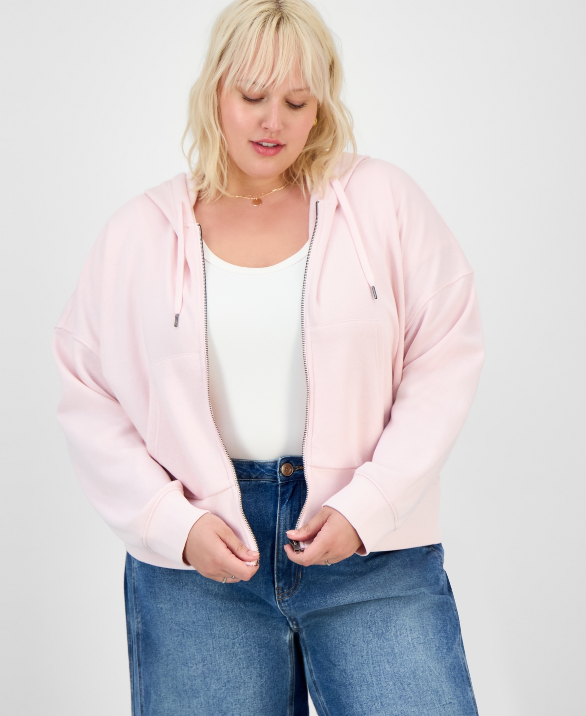 Click here for Hippie Rose Trendy Plus Zip-Front Hoodie - Ballet... prices