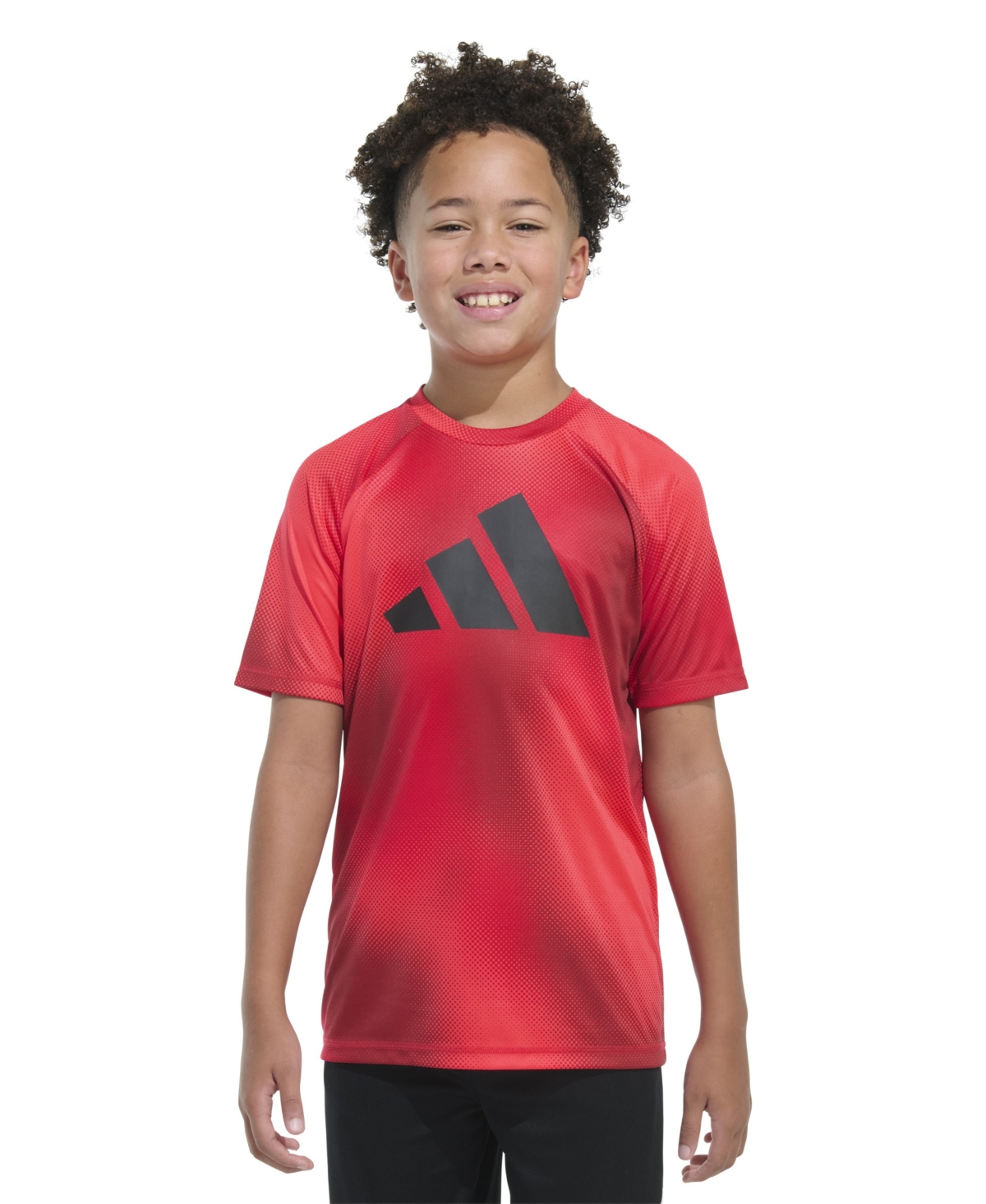 adidas Big Boys Short Sleeve Poly Motion Gradient T-Shirt - Pure ruby
