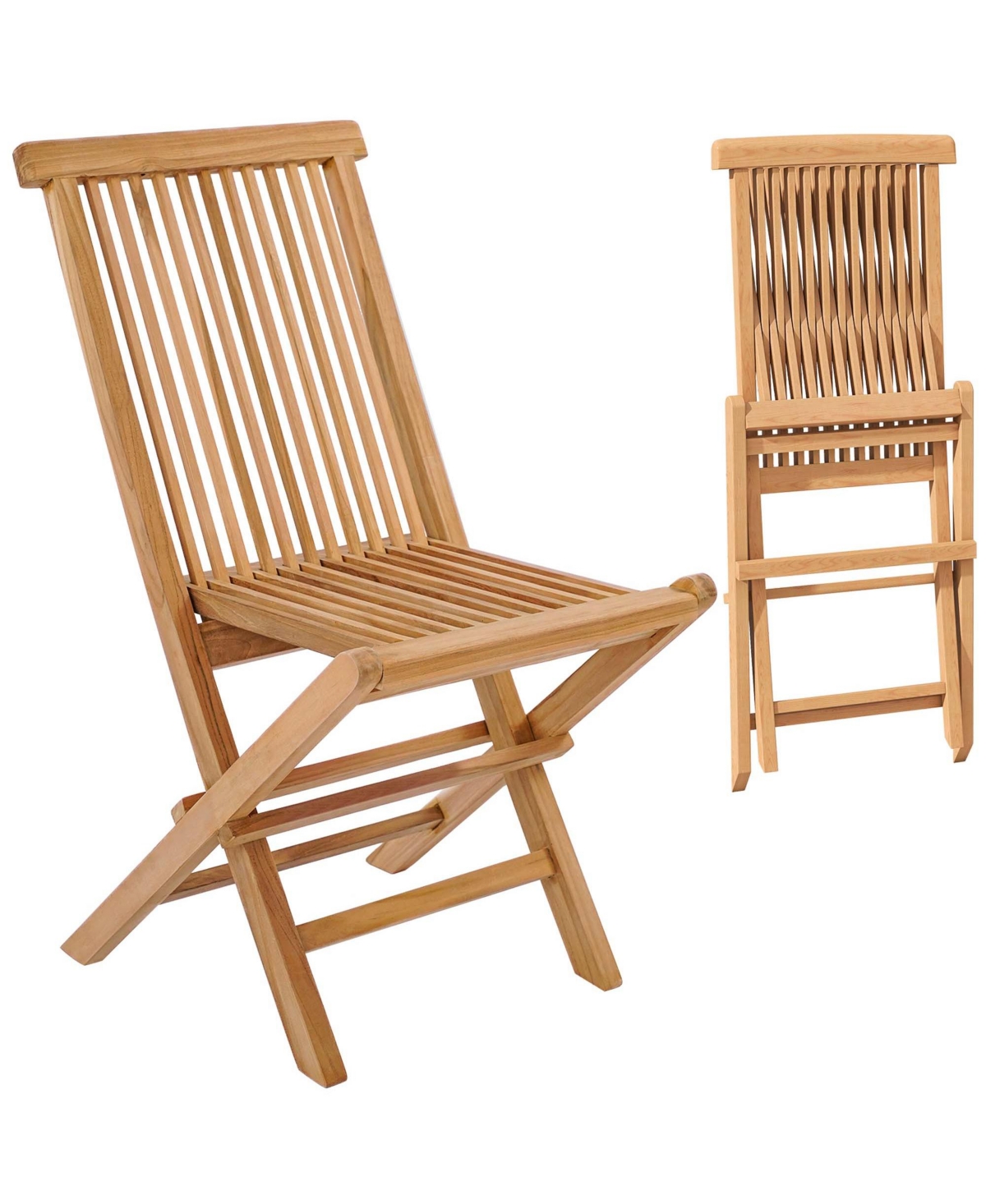 Click here for 2 Pcs Patio Folding Chair Teak High Back Dining Sl... prices