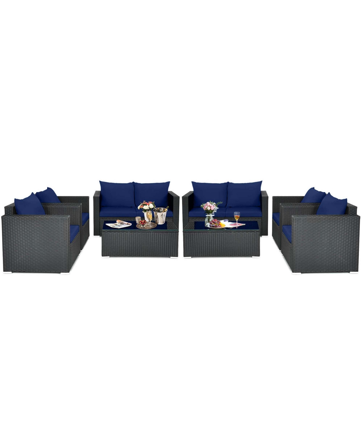 Click here for 8 Pcs Patio Rattan Furniture Set Cushioned Sofa Ch... prices