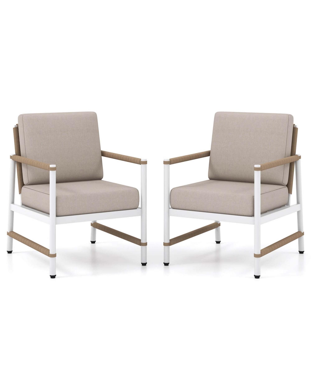 Click here for 2 Pcs Patio Sofa Set with Thick Cushions Modern Bi... prices