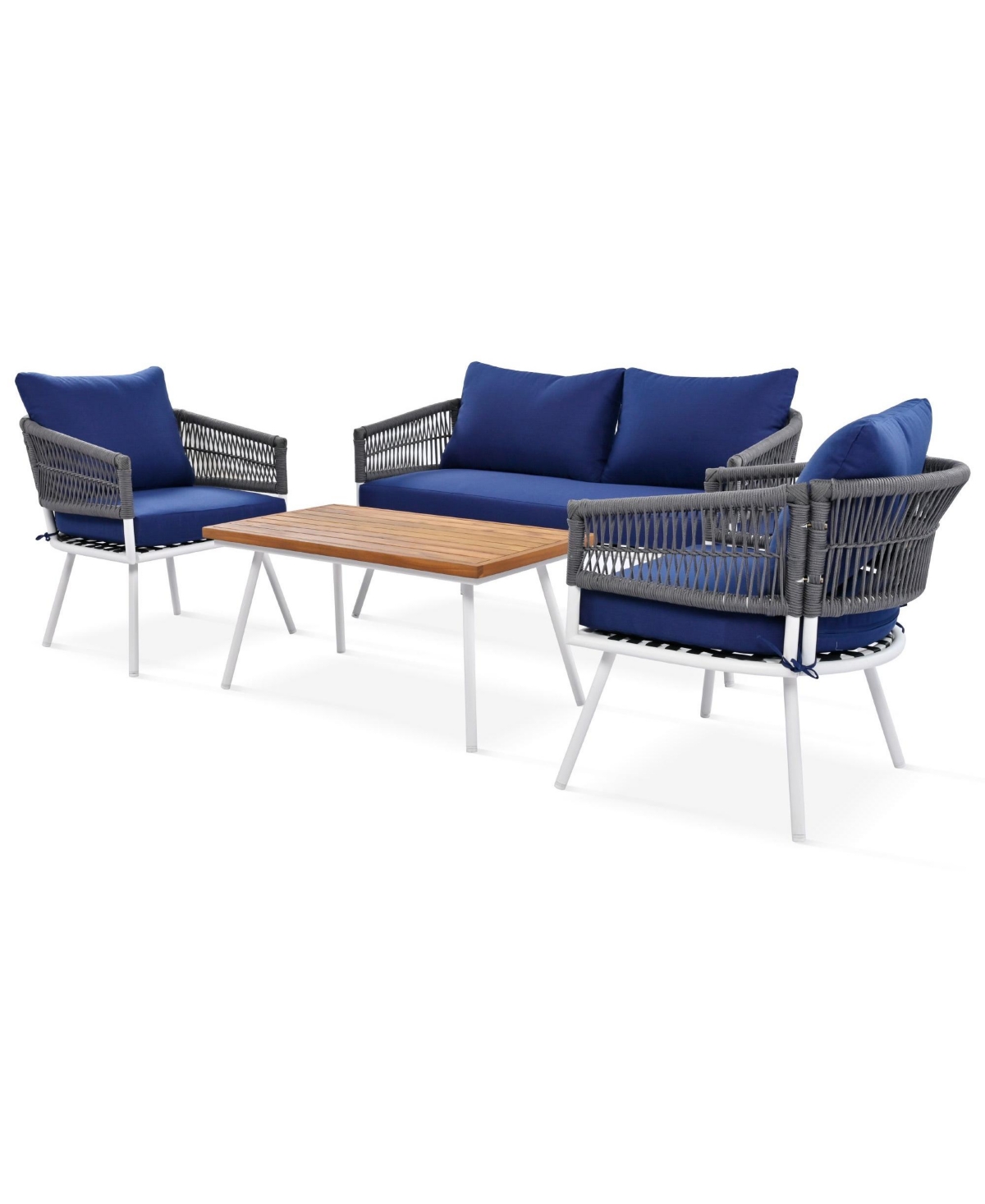Click here for Outdoor 4-Piece Boho Rope Patio Furniture Set with... prices