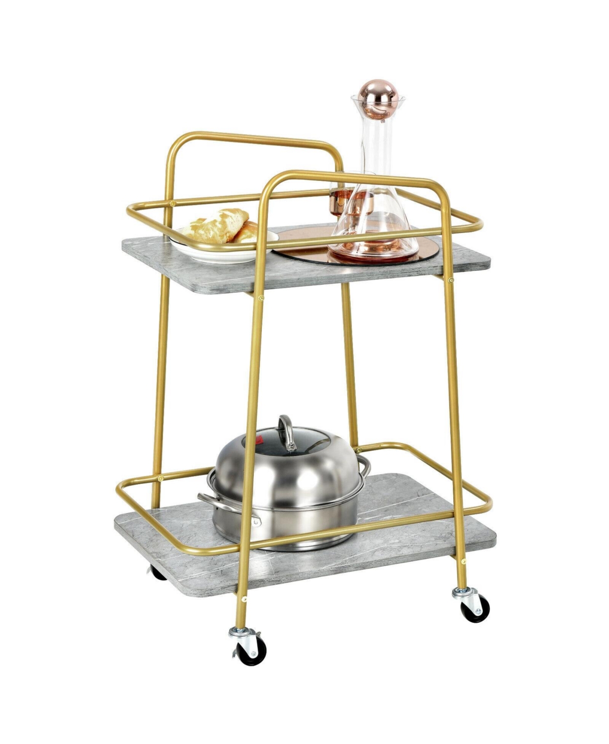Click here for 2-tier Kitchen Rolling Cart with Steel Frame and L... prices