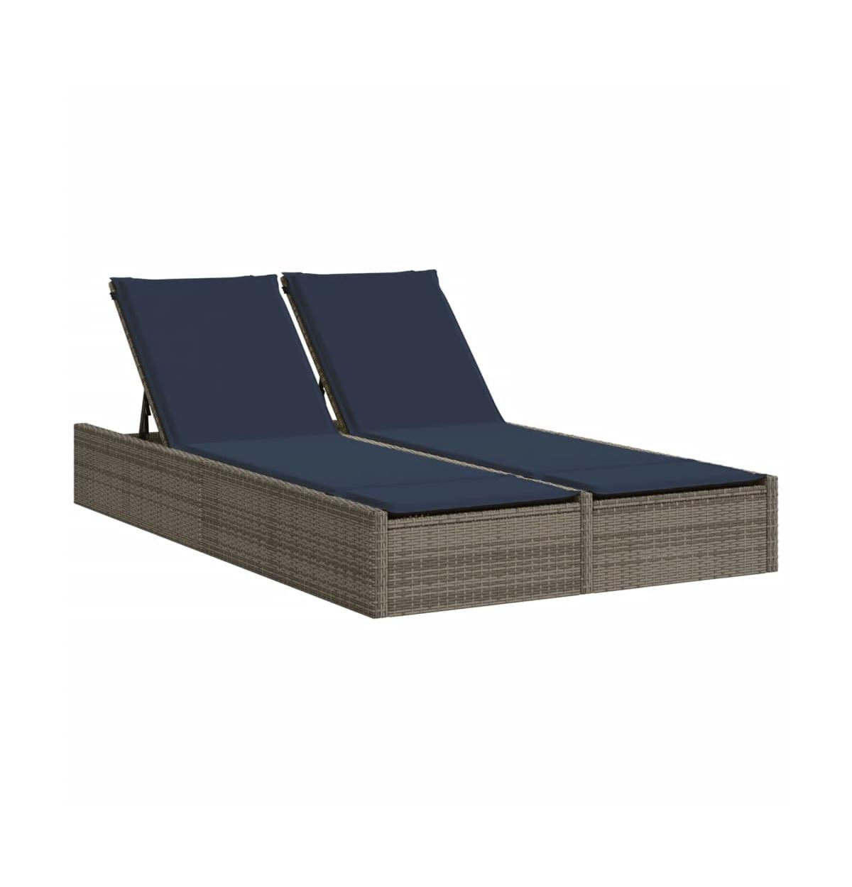 Click here for Double Sun Lounger with Cushions Gray Poly Rattan... prices
