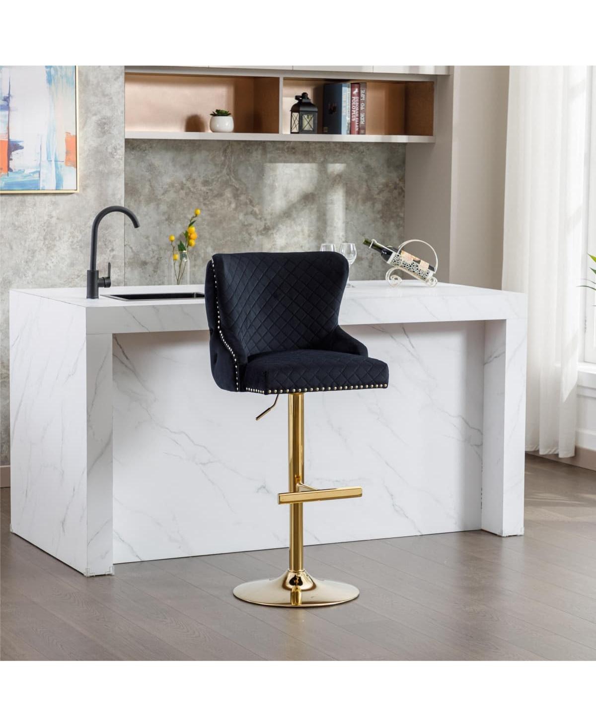 Click here for Velvet Adjustable Bar Stool with Tufted Backrest L... prices