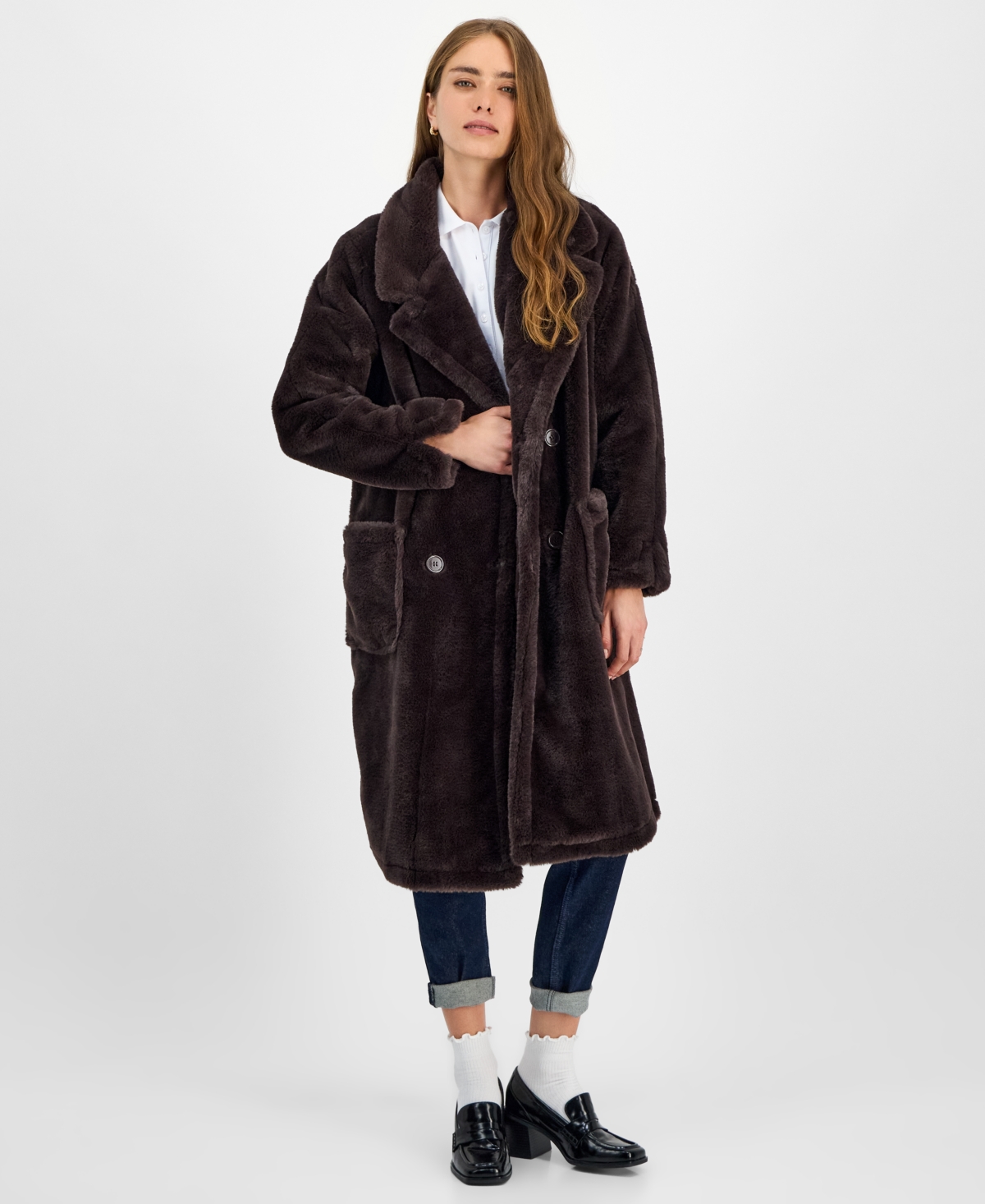 Click here for Jou Jou Juniors Faux-Fur Double-Breasted Coat  Cre... prices