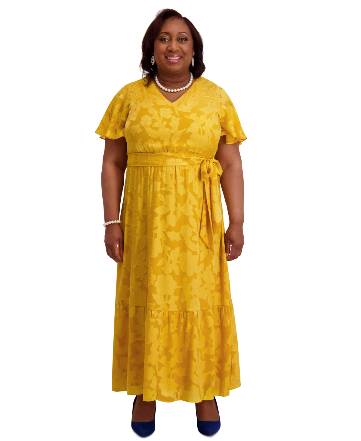 Click here for Kasper Flutter-Sleeve Smock-Waist Dress  Regular &... prices