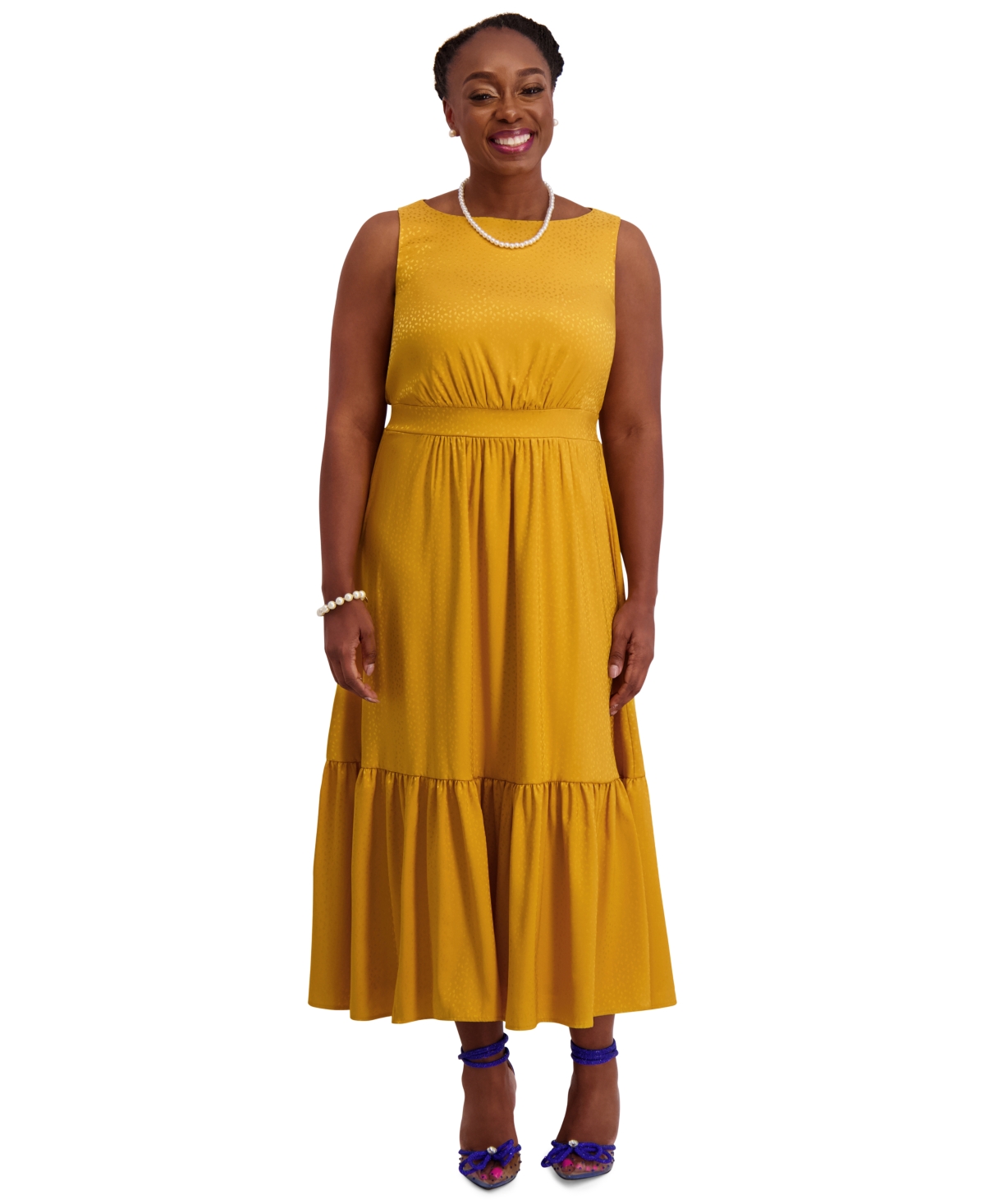 Click here for Kasper Womens Tiered Midi Dress  Regular & Plus Si... prices