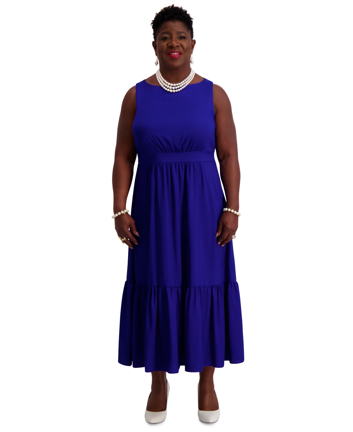 Click here for Kasper Womens Tiered Midi Dress  Regular & Plus Si... prices