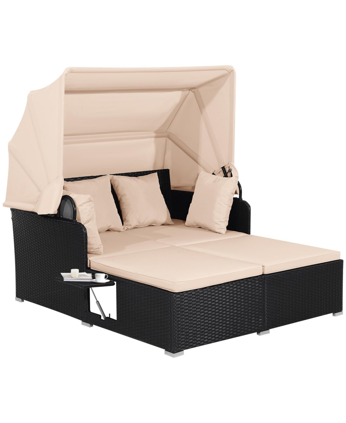 Click here for Patio Rattan Daybed with Retractable Canopy and Si... prices