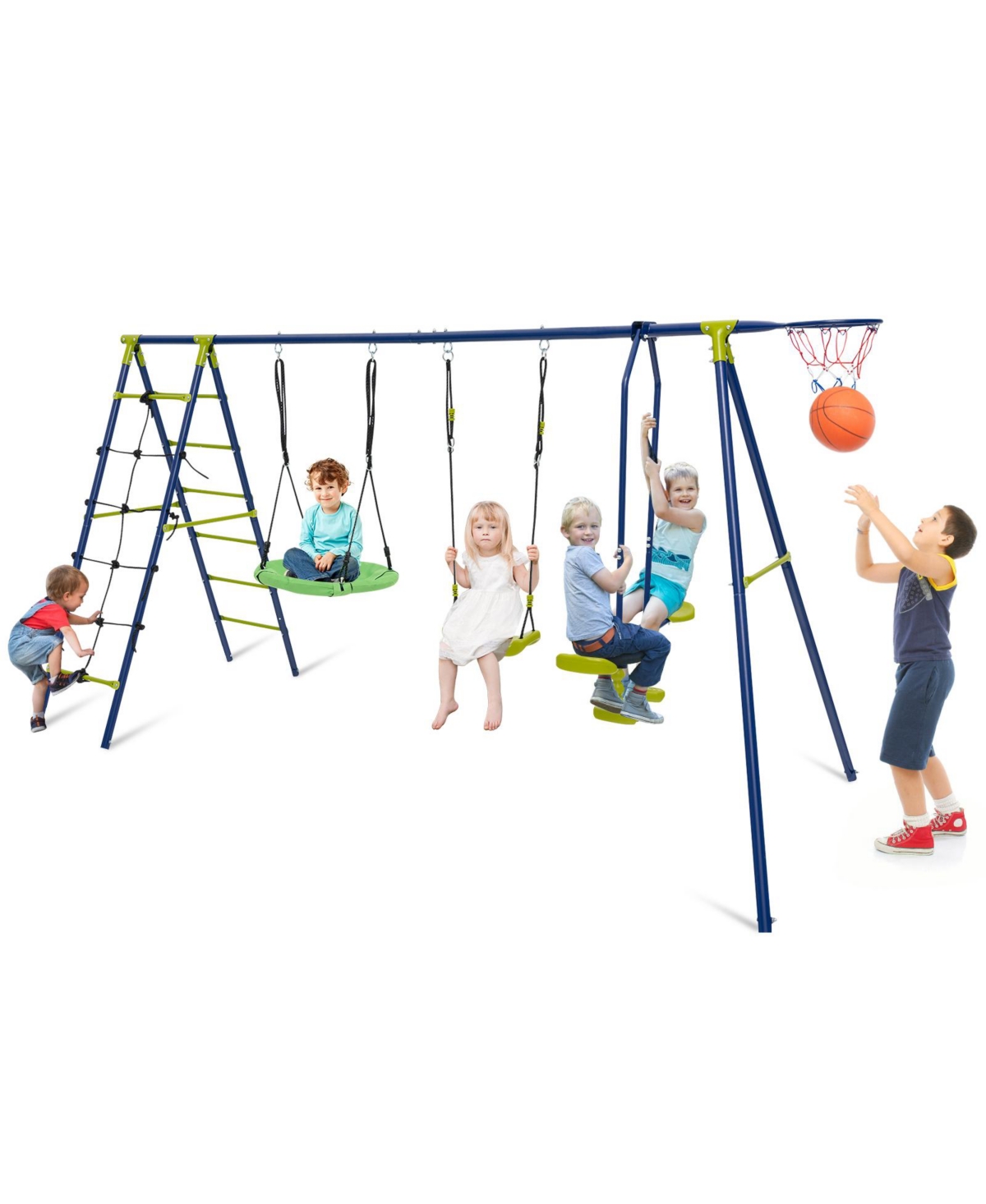 Click here for 550 Lbs 6-in-1 Patio Kids Swing Set with Climbing... prices