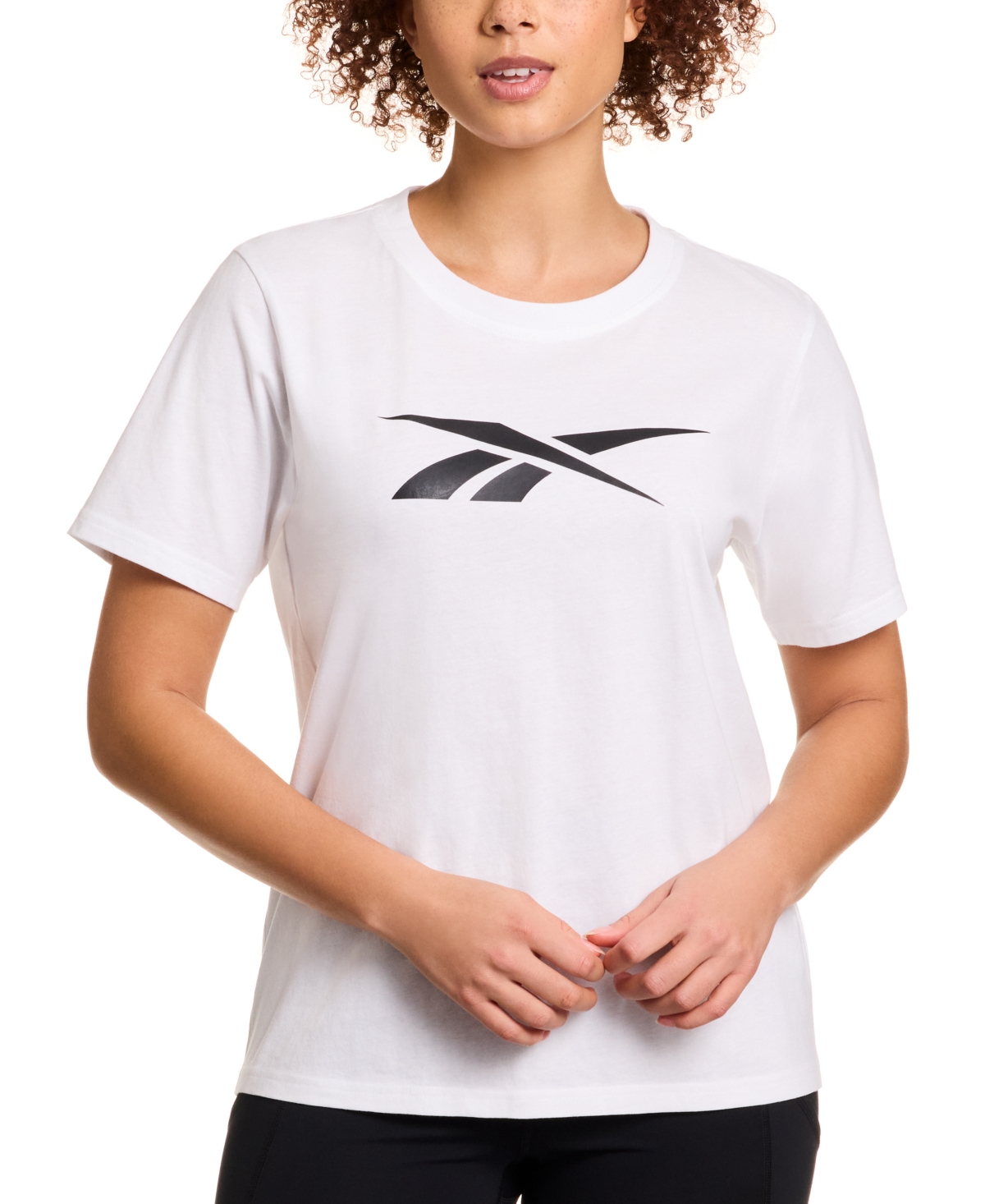 Click here for Reebok Womens Cotton Logo-Graphic Crewneck T-Shirt... prices