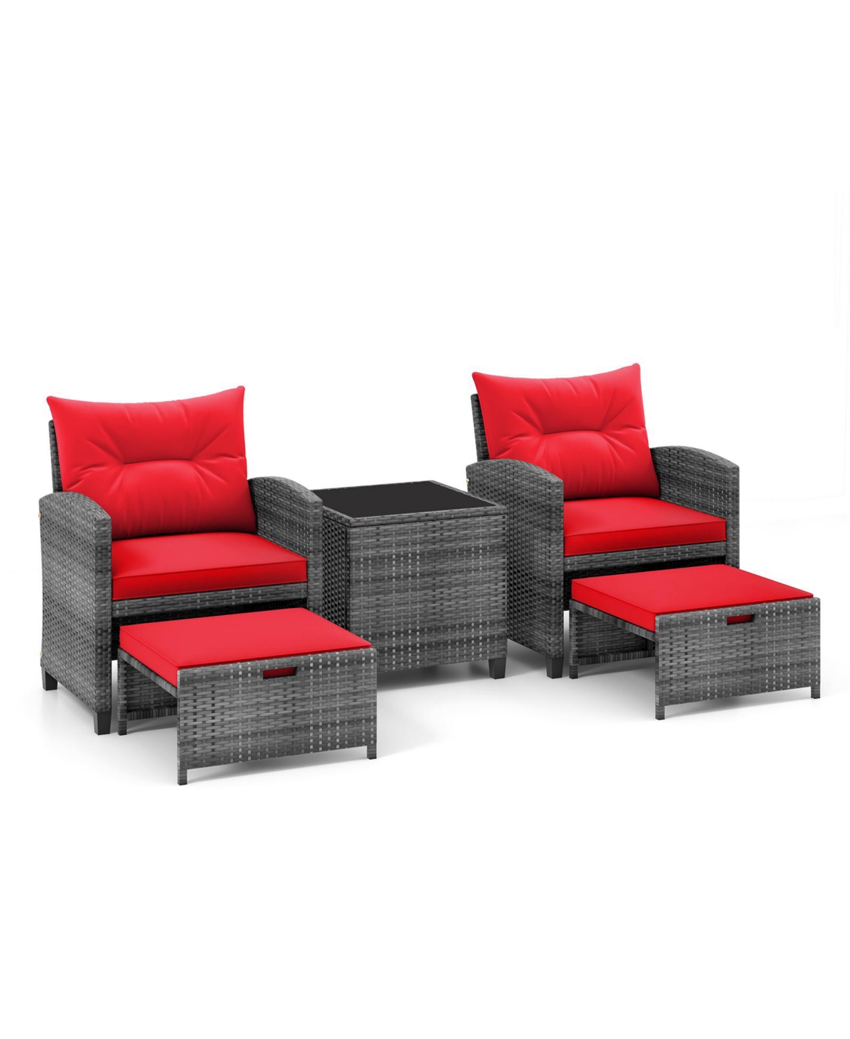 Click here for 5 Piece Patio Rattan Furniture with 2 Ottomans and... prices