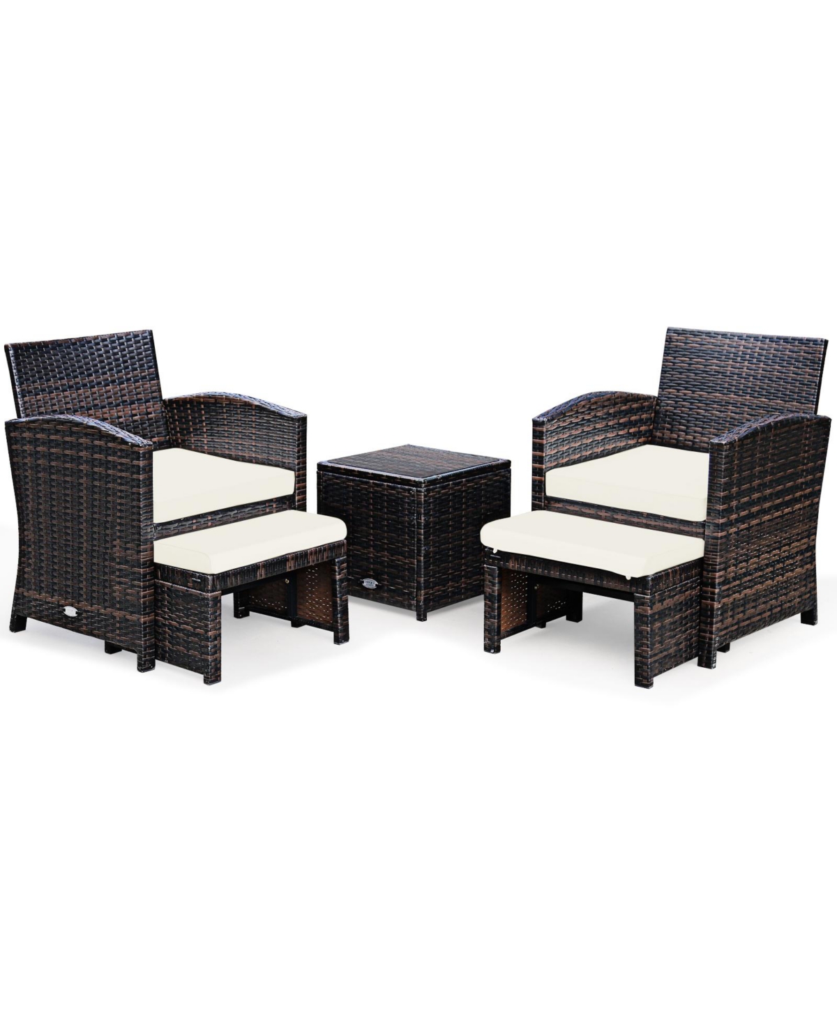Click here for 5 Pieces Patio Rattan Furniture Set with Ottoman a... prices