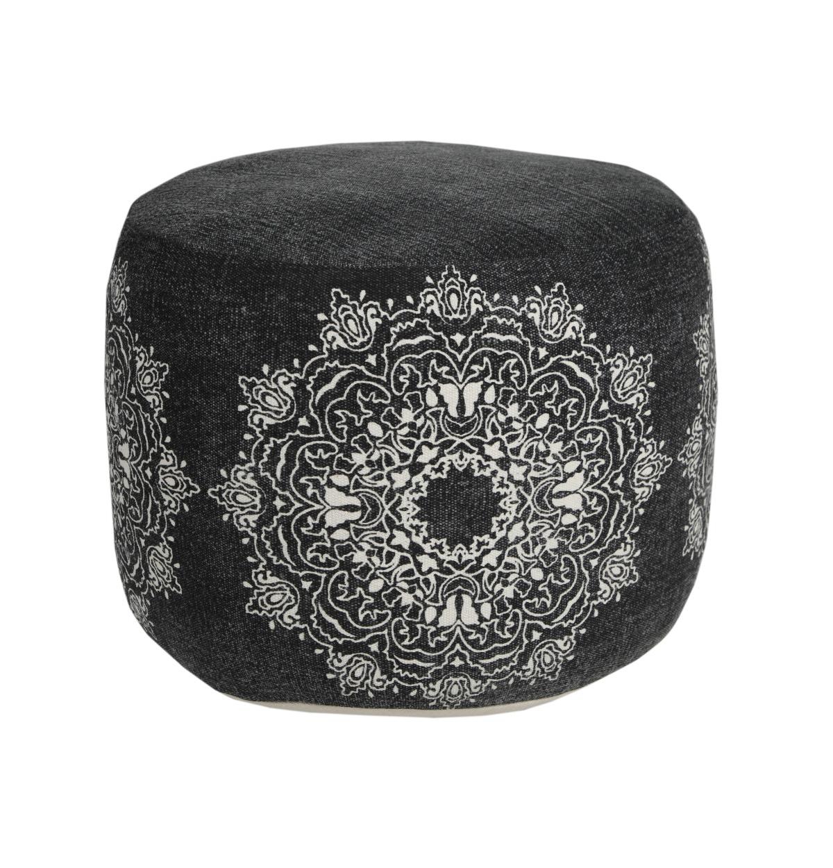 Click here for 18" Black 100 Cotton Ottoman - Multi prices