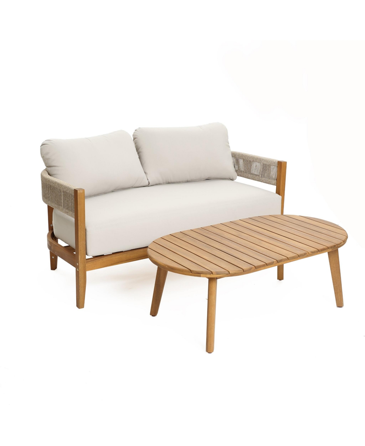 Click here for LuxenHome Outdoor Acacia Wood with Rope Sides Club... prices