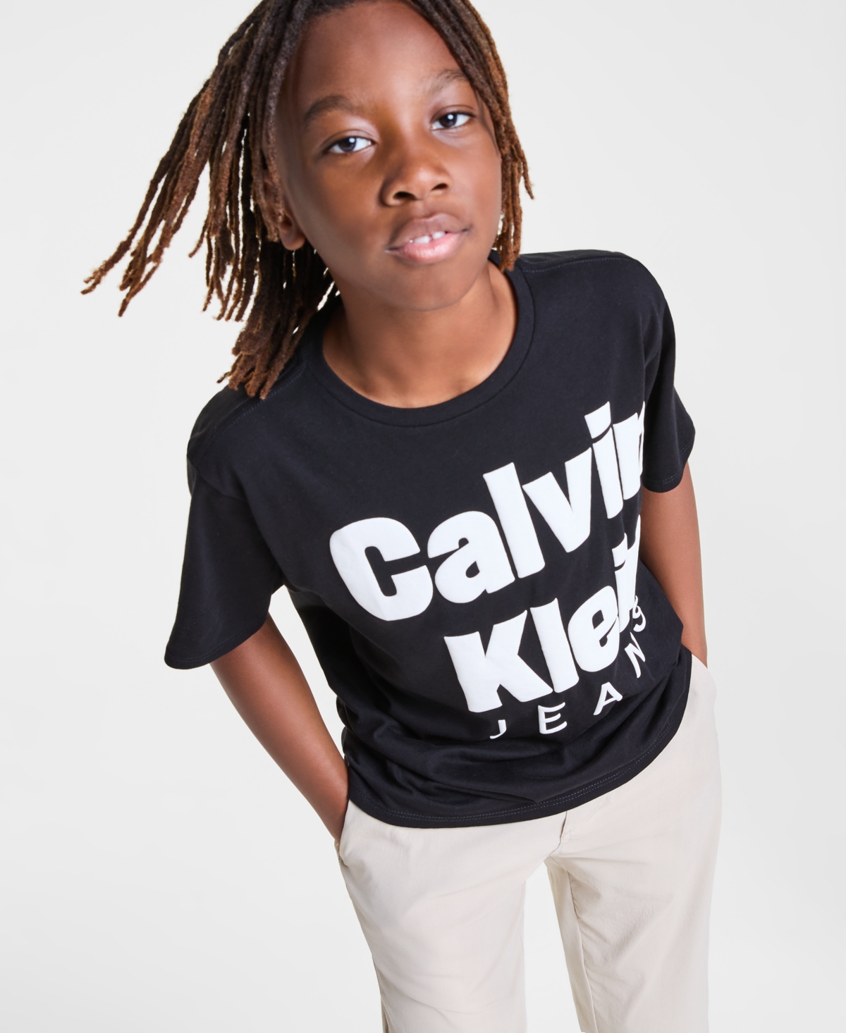 Calvin Klein Big Boys Logo Graphic Short-Sleeve T-Shirt - Black