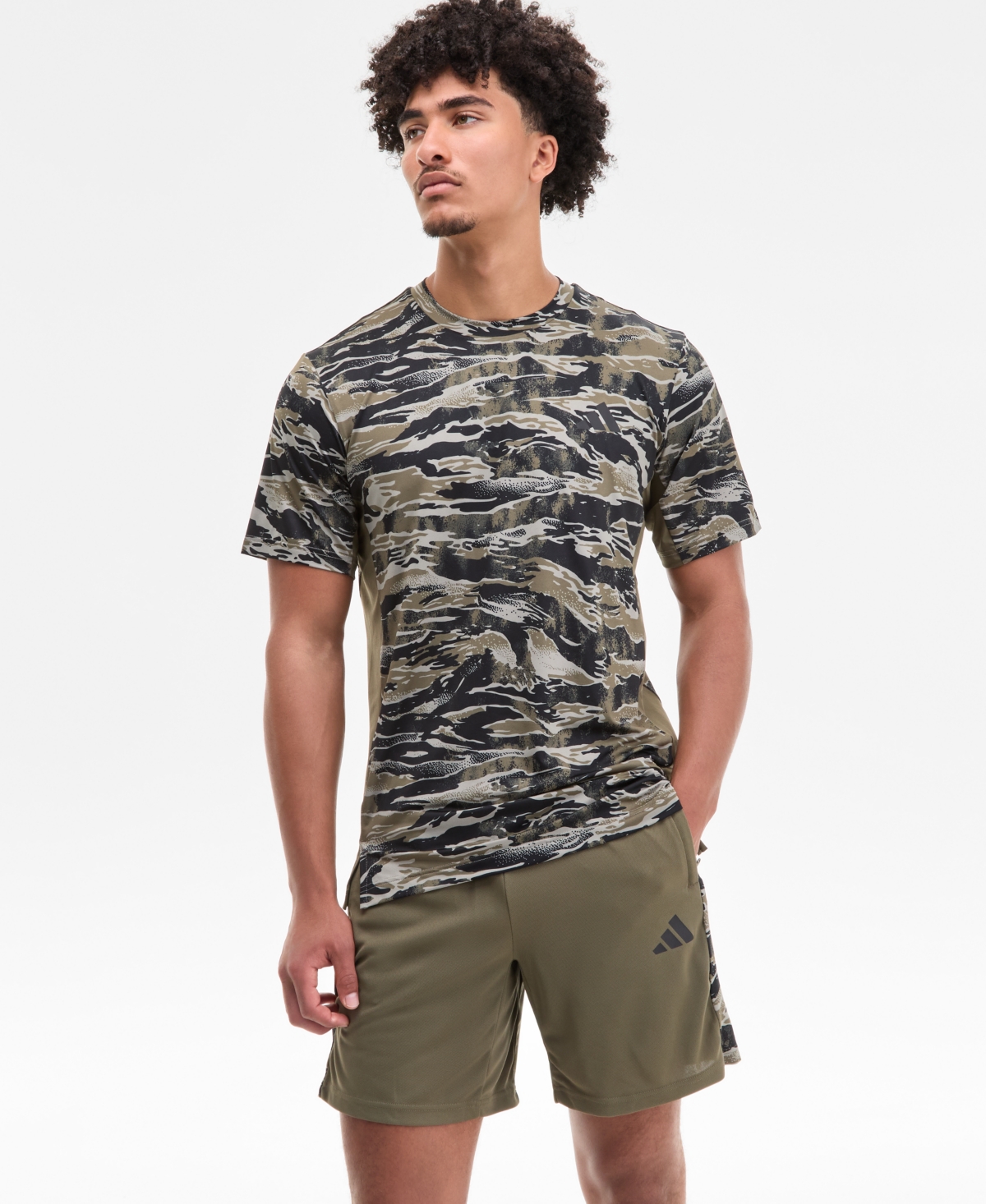 adidas Mens Logo Camo T-Shirt - Olive Strata