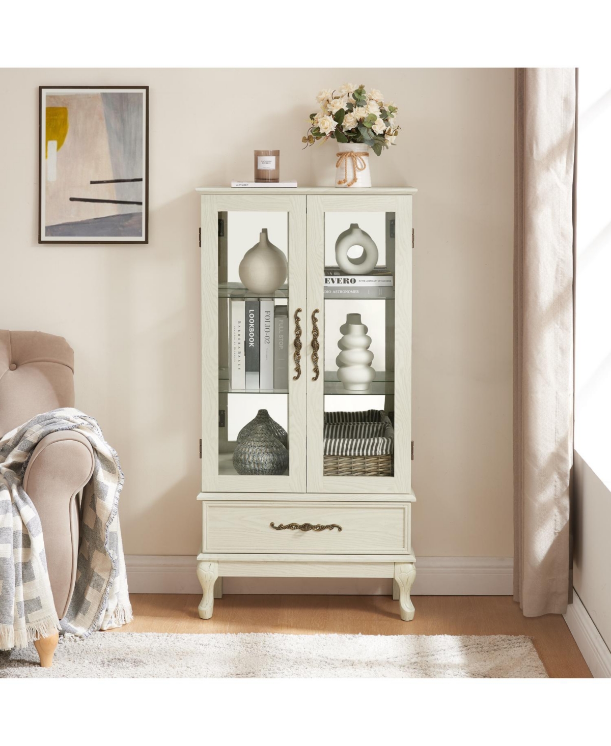 Click here for Streamdale Lighted Glass Curio Cabinet with Bulbs... prices