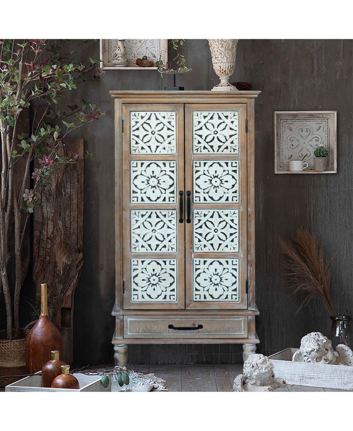 Click here for Streamdale 55" Rustic Wood Tower Cabinet with... prices