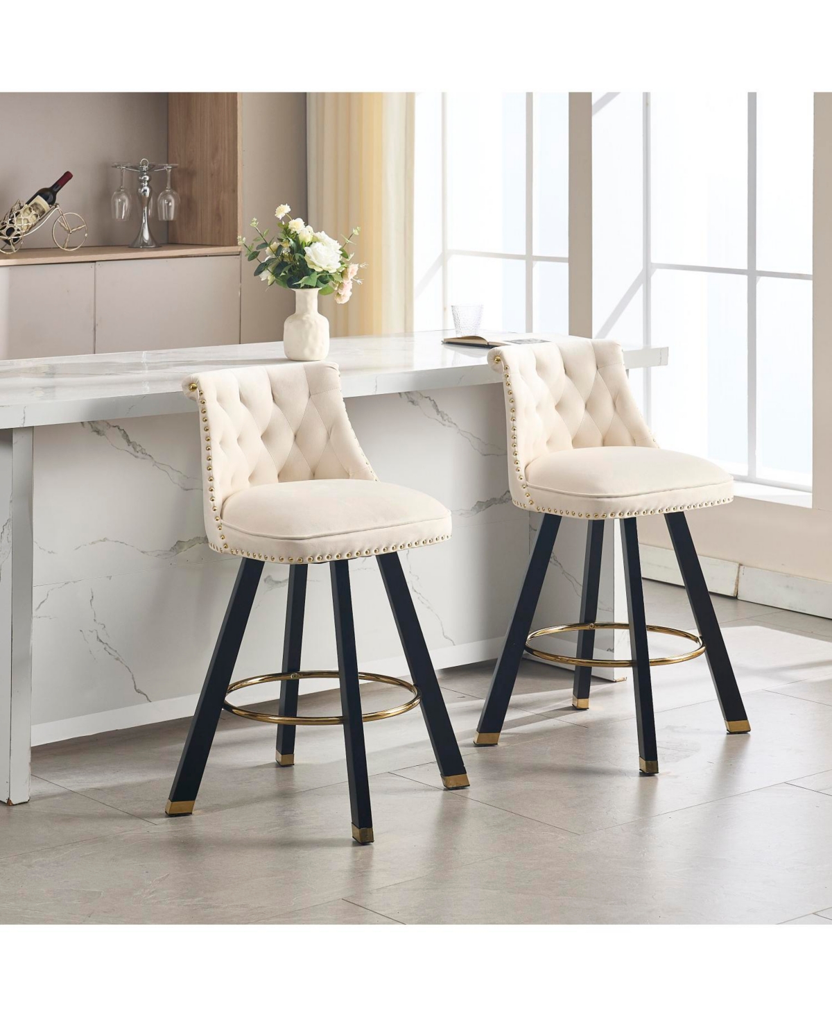 Click here for Velvet Bar Chairs with Pull-Out Footrest and Detac... prices