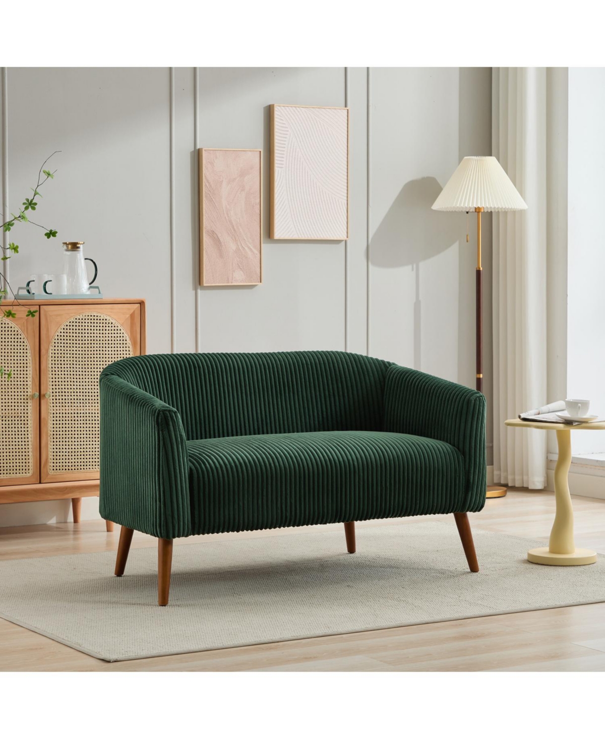 Click here for 50.78" Corduroy Fabric Loveseat Sofa  Walnut... prices