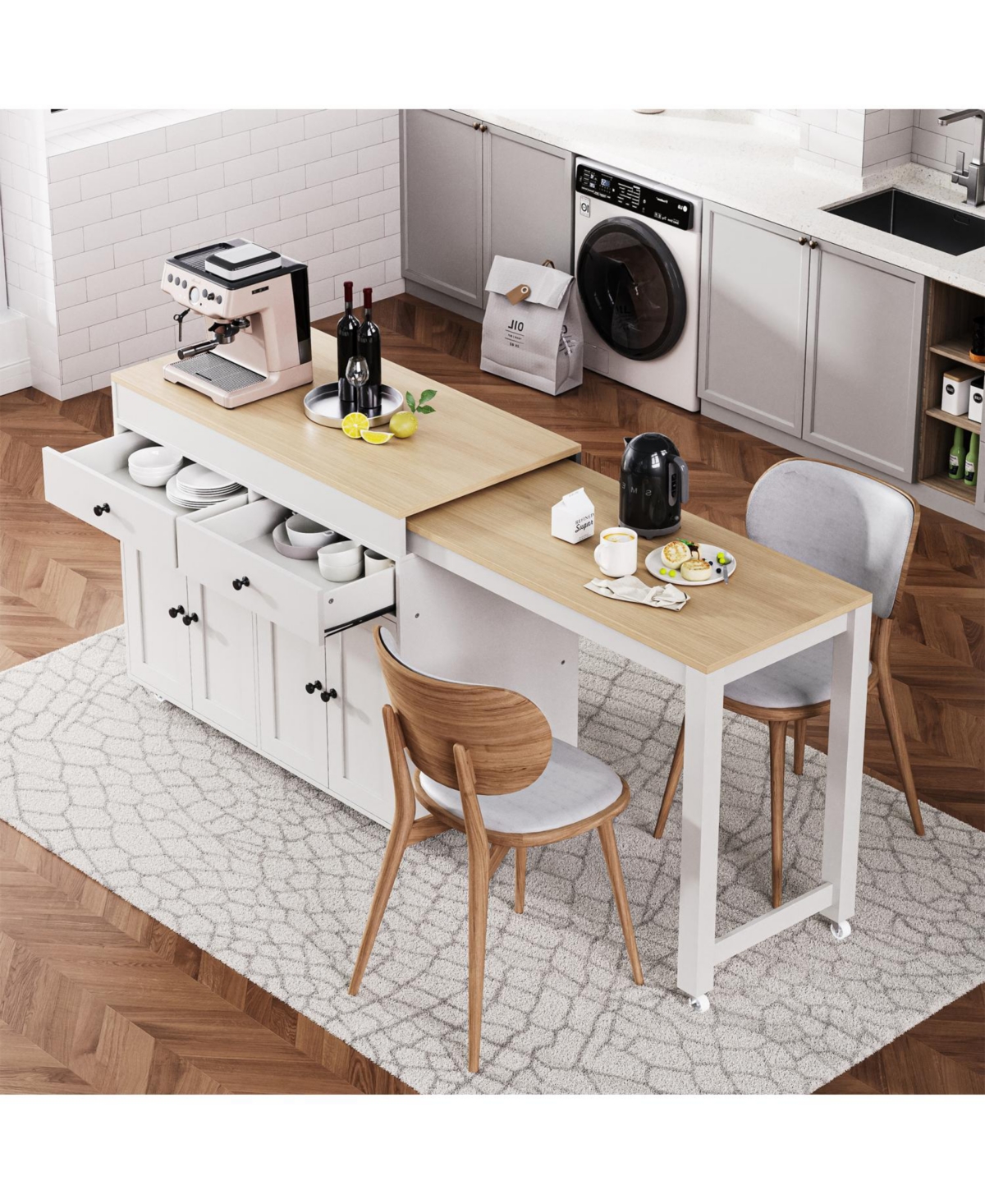 Click here for Streamdale Extendable Kitchen Island with Spice Ra... prices