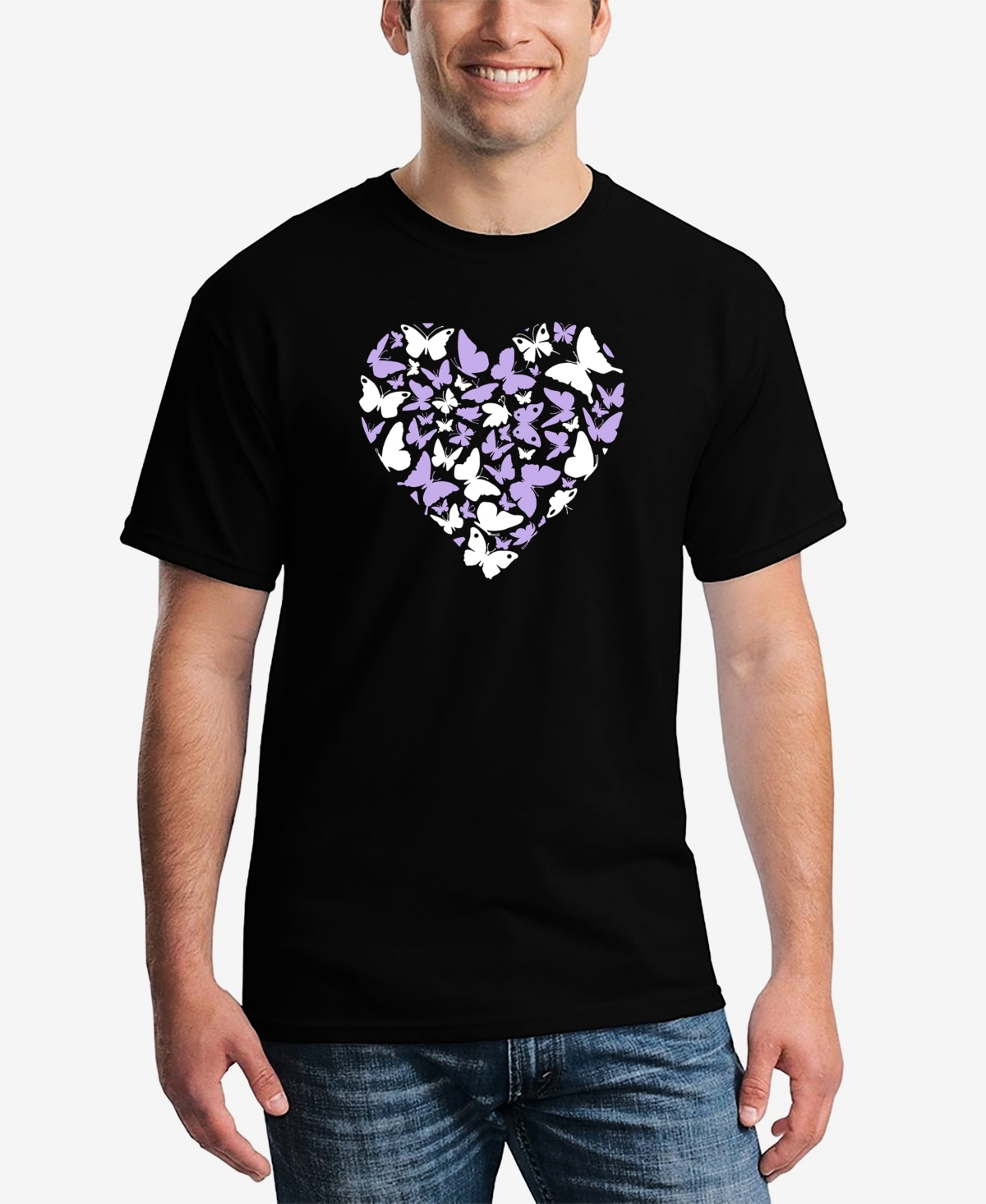 Click here for La Pop Art Mens Butterfly Heart Word Art T-Shirt -... prices