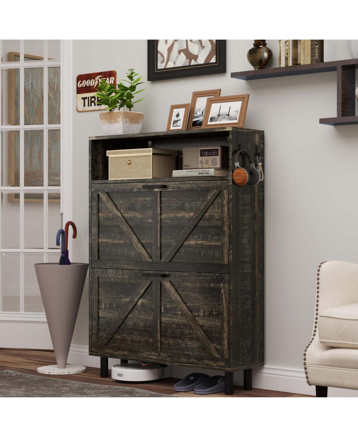 Click here for Streamdale Farmhouse Shoe Storage Cabinet with Bar... prices