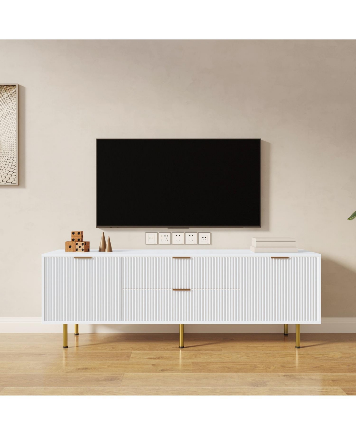 Click here for Streamdale Modern warm white Tv cabinet  for Livin... prices