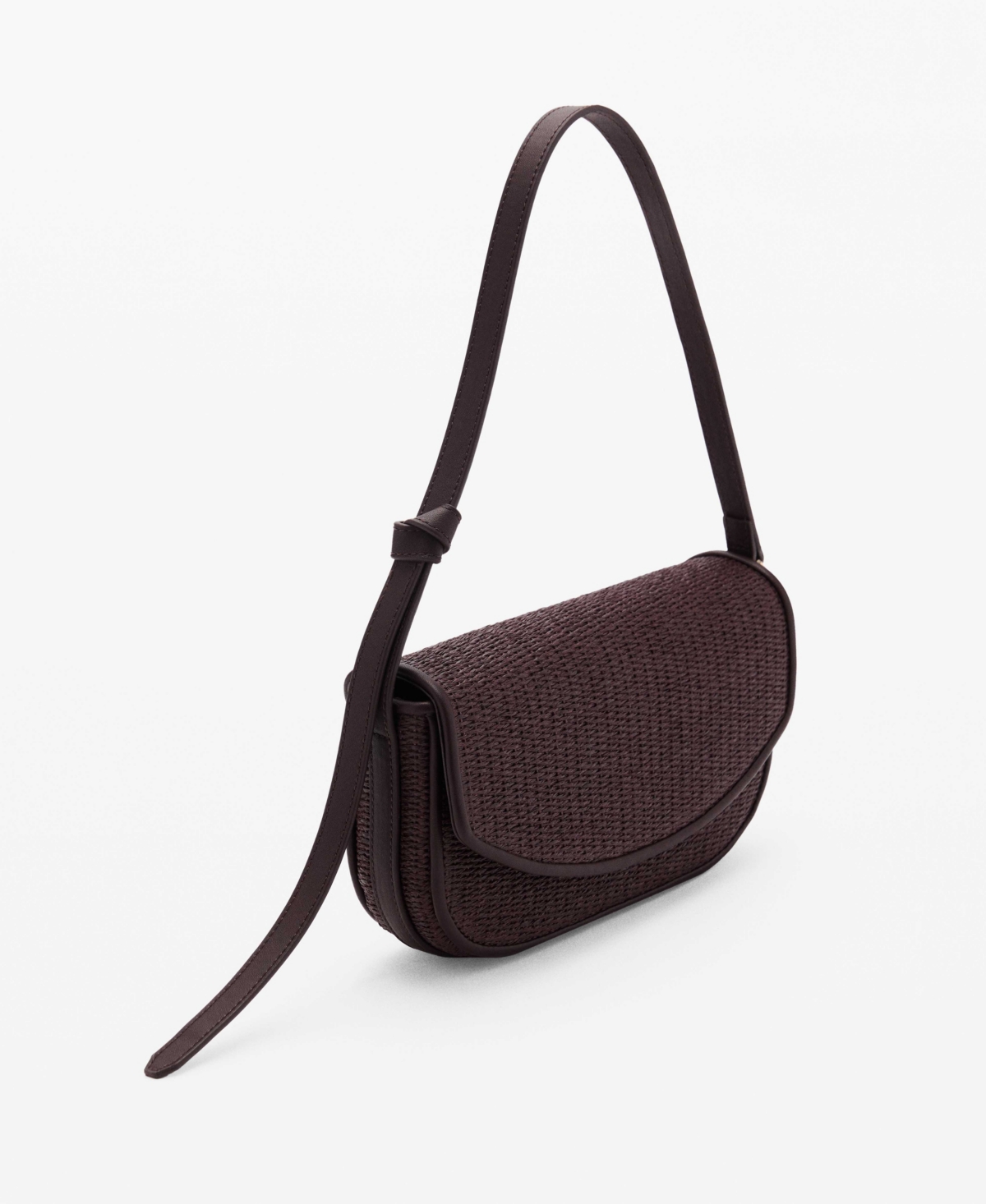 Click here for Mango Womens Flap Raffia Shoulder Bag - Chocolate prices