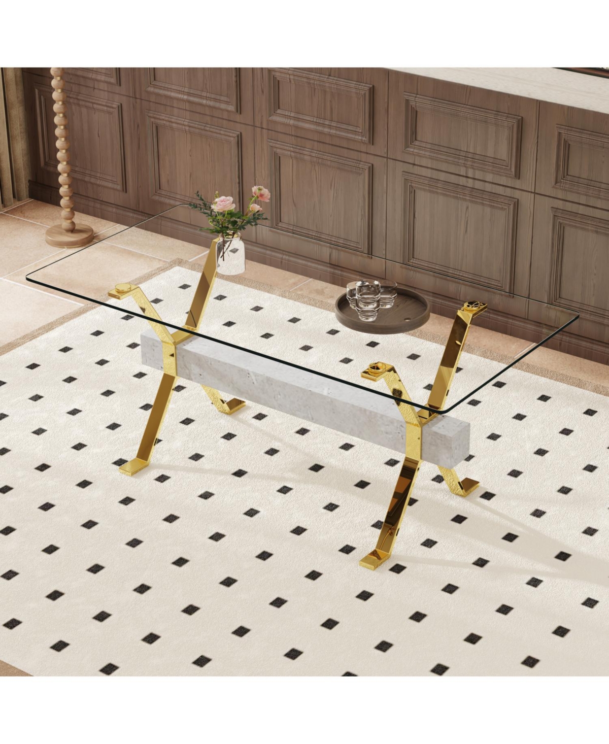 Click here for Streamdale Modern Glass Dining Table with Gold Leg... prices