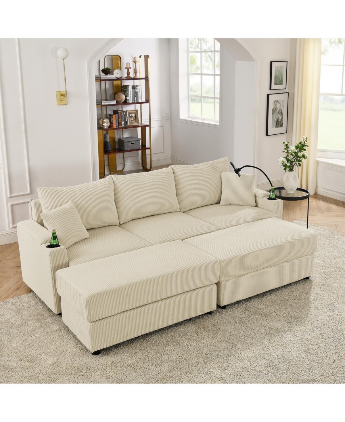 Click here for Streamdale Beige Corduroy Sofa Bed with Storage &... prices