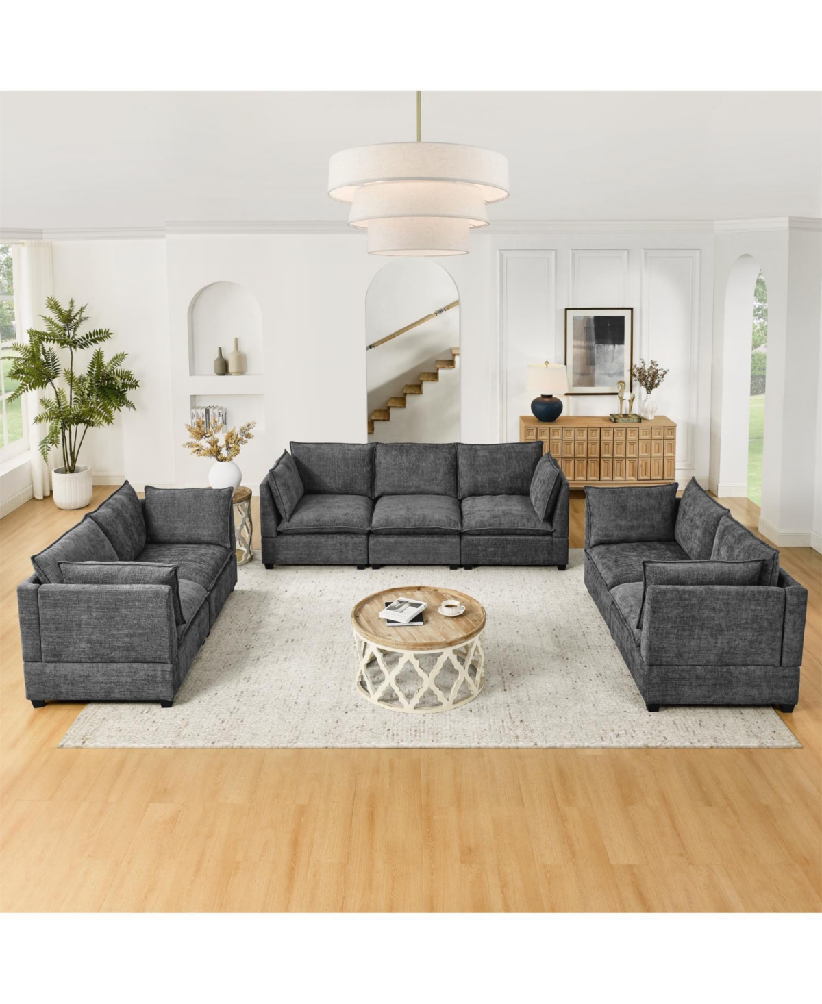 Click here for Streamdale Chenille 3-Piece Sofa Set (Grey) - Grey prices