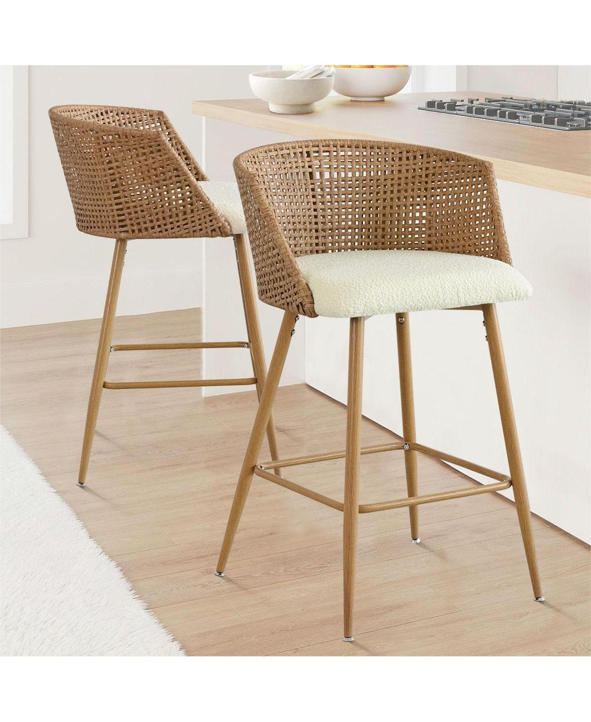 Click here for Rattan Boucle Armrest Counter Stool Set Of 2-Maiso... prices