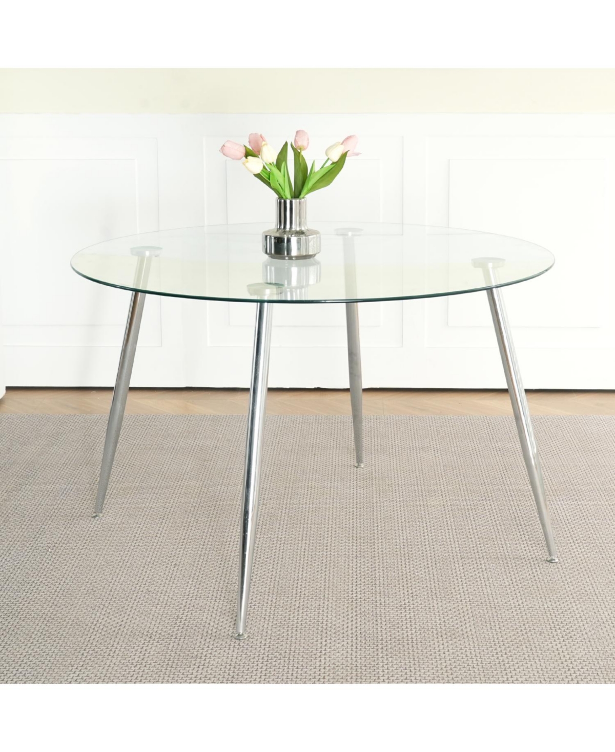 Click here for Modern Tempered Glass Table (Set of 1) - Chrome prices