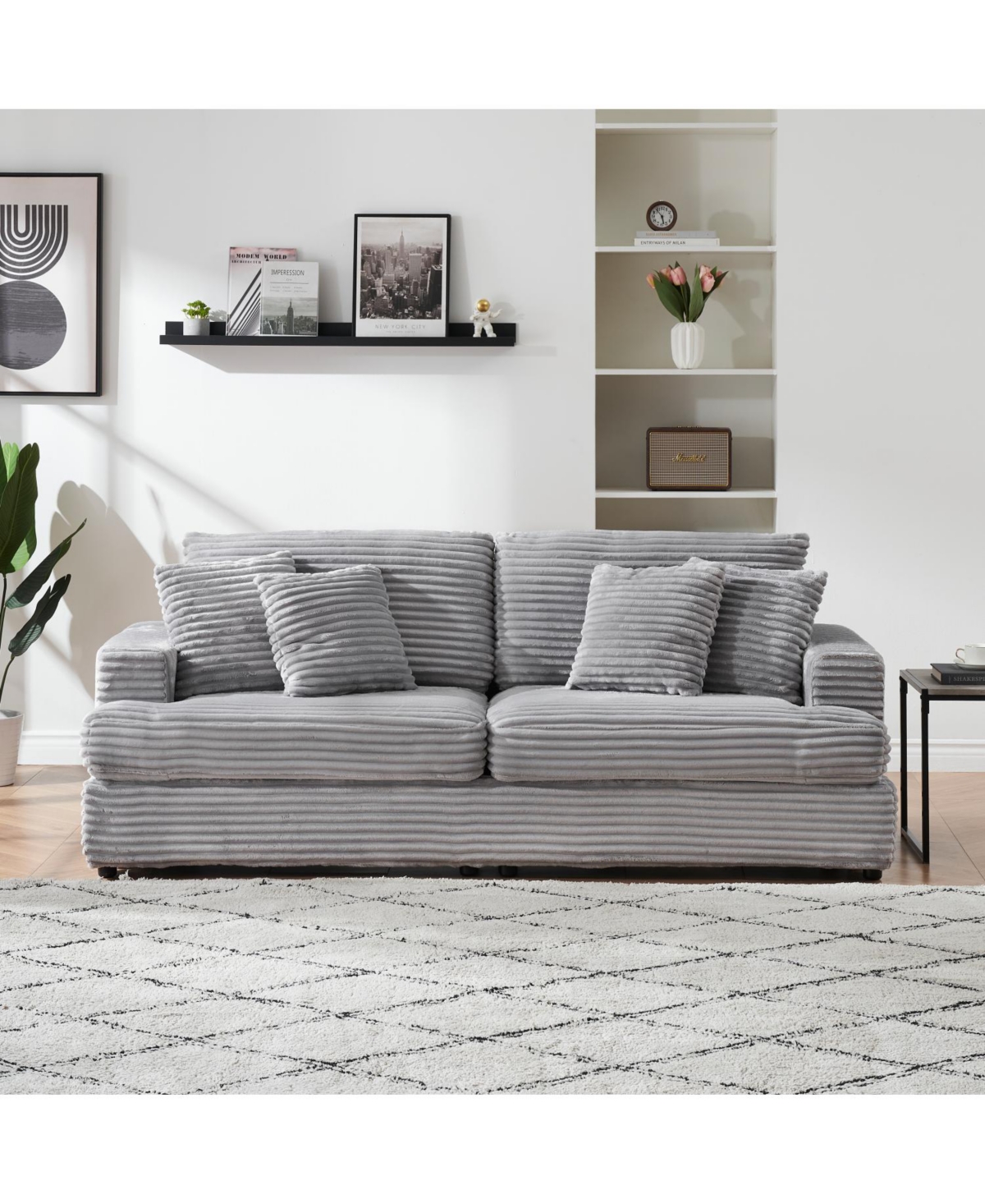 Click here for Streamdale 79.3" Corduroy Sofa with 4 Pillows... prices