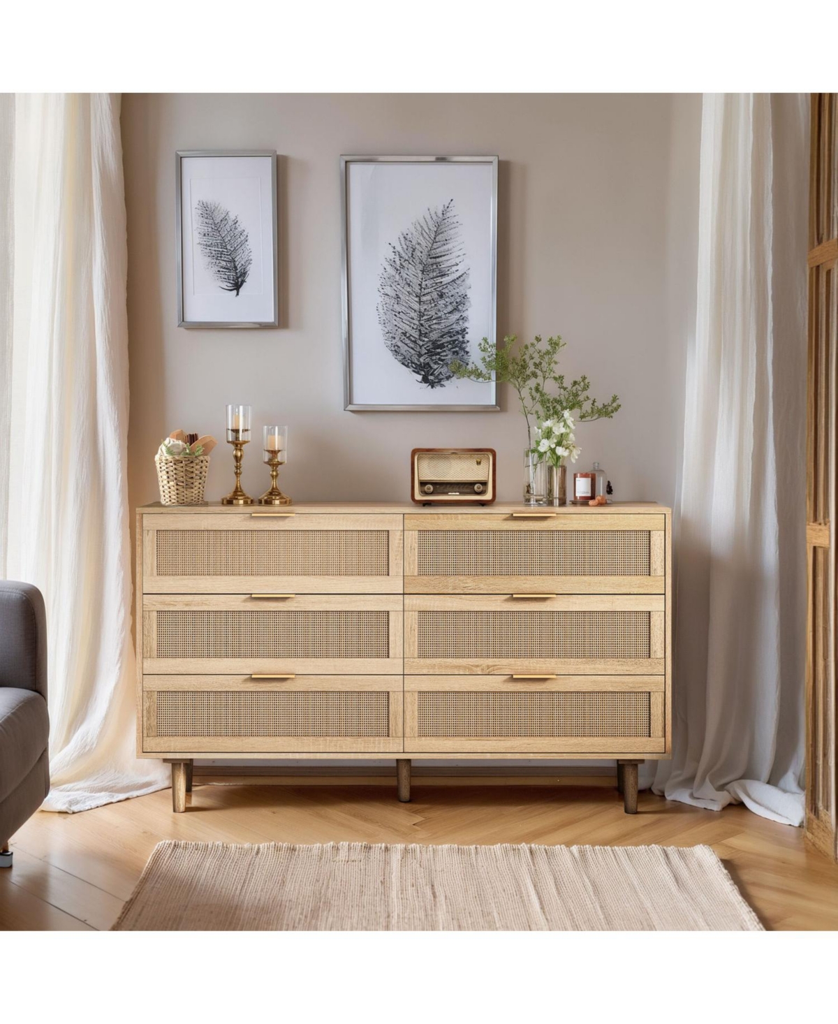 Click here for 51.18" 6-Drawers Rattan Storage Cabinet Ratta... prices