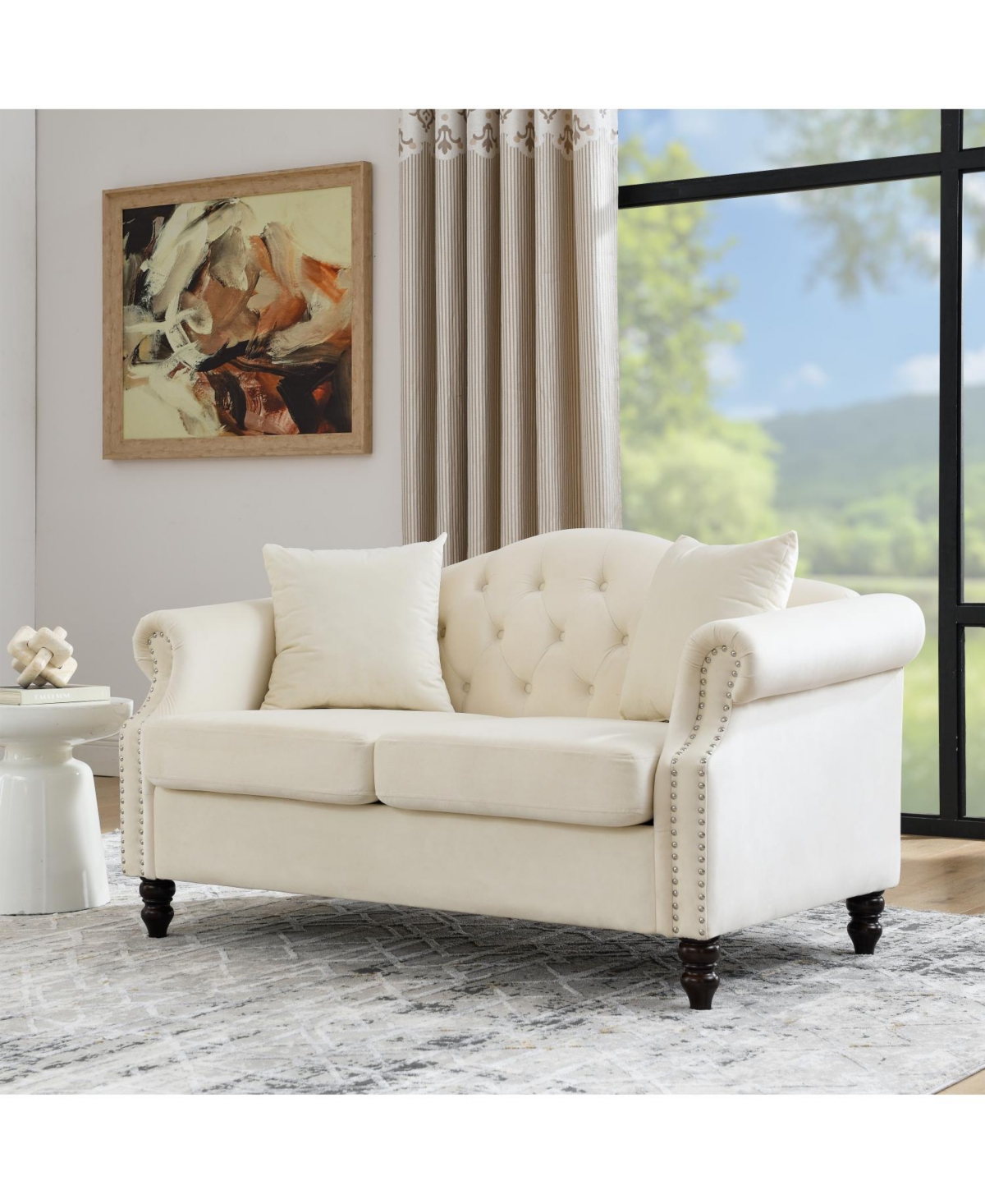 Click here for Streamdale Grey Velvet Chesterfield Sofa with Nail... prices