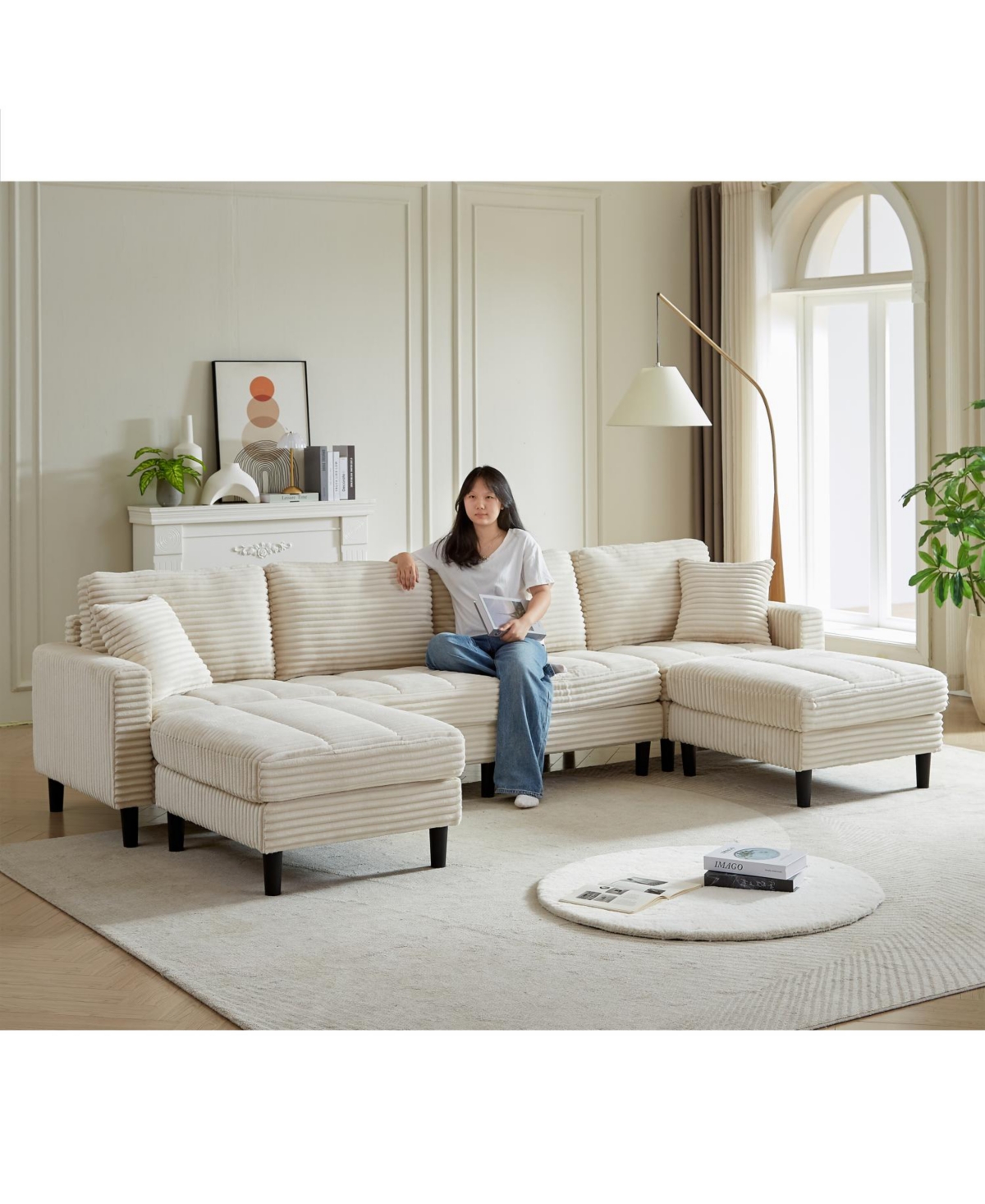 Click here for Streamdale Oversized U-Shaped Corduroy Modular Sof... prices