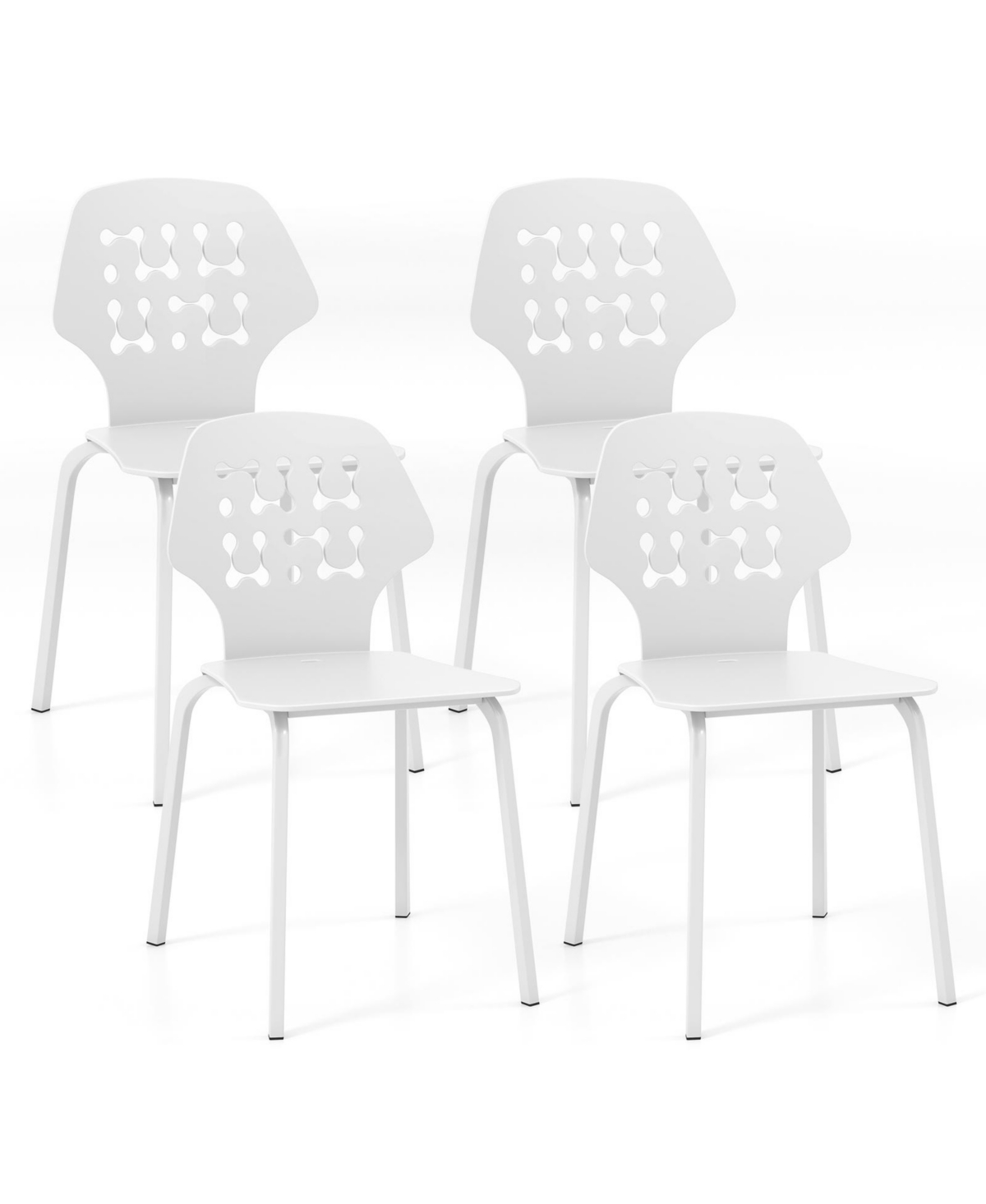 Click here for Set of 4 Metal Dining Chair with Hollowed Backrest... prices