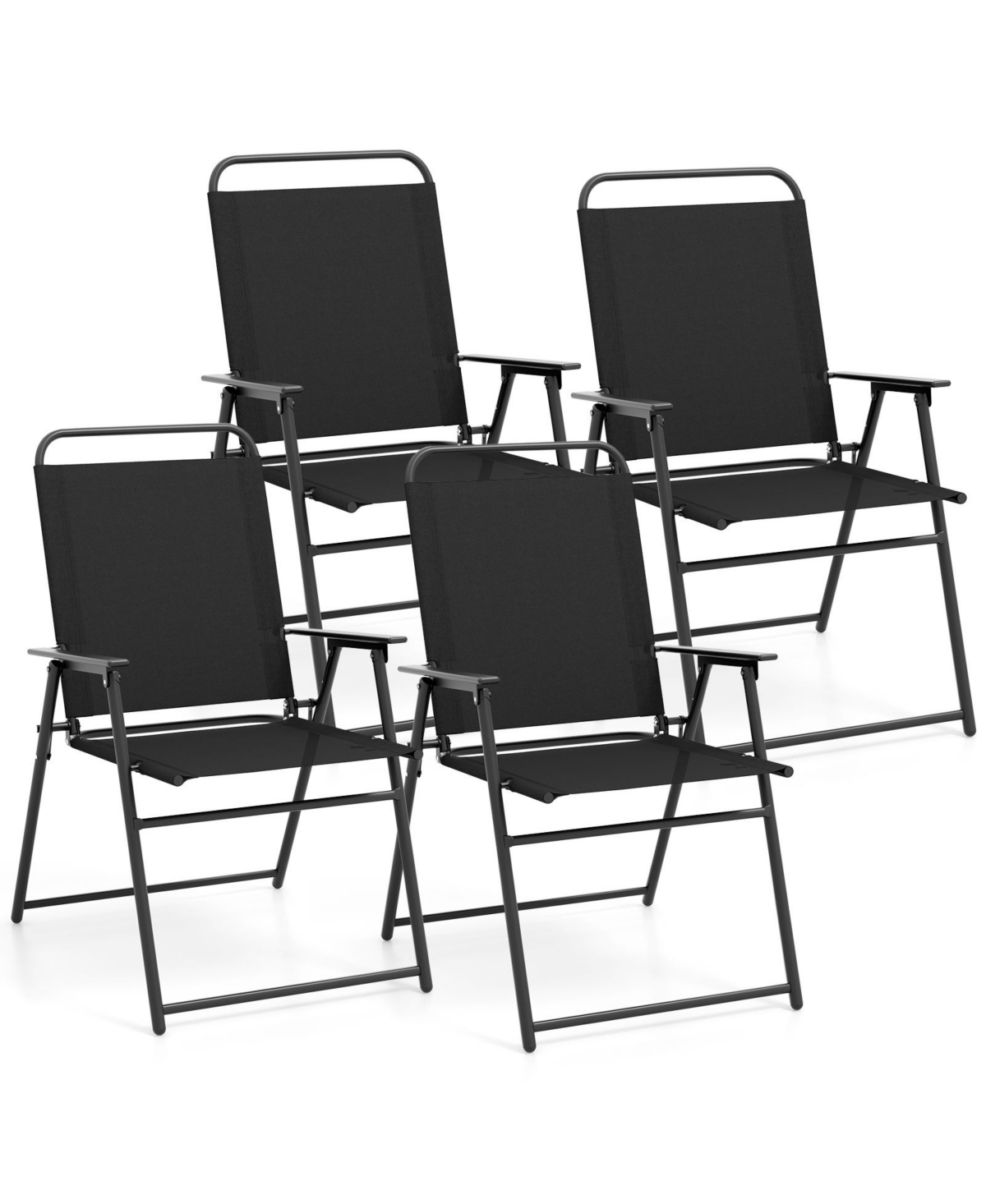 Click here for Outdoor Folding Sling Chairs Set of 4 with Armrest... prices