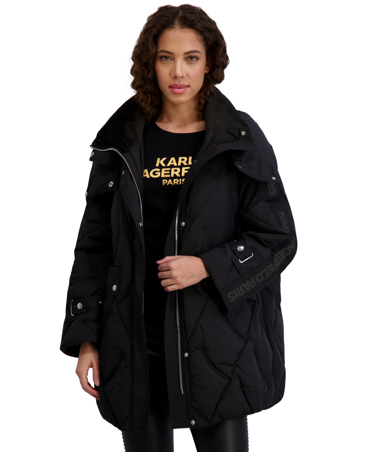 Click here for Karl Lagerfeld Paris Womens Hooded A-Line Puffer C... prices