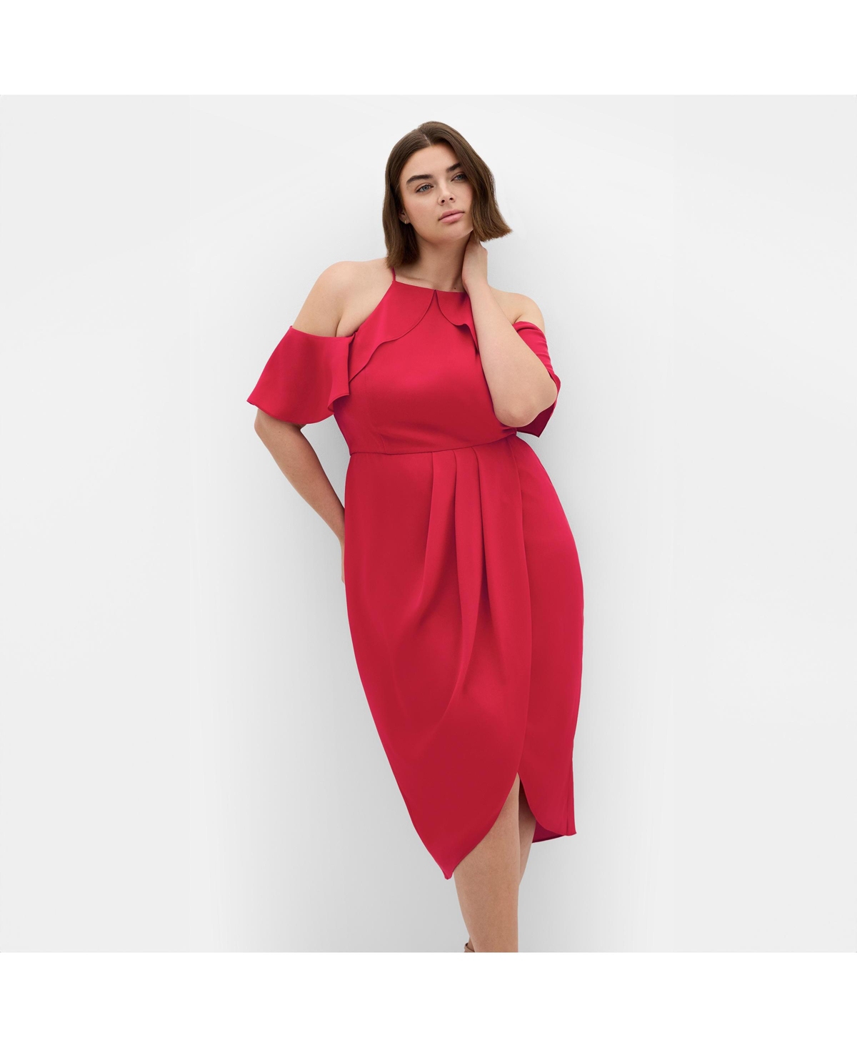Click here for City Chic Plus Size Love Siren Ruffle Shoulder Dre... prices