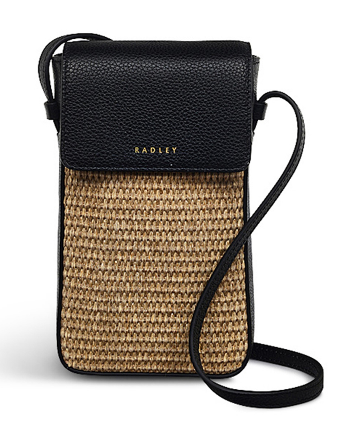 Radley London Bishops Lane Straw Mini Phone Crossbody Bag - Black