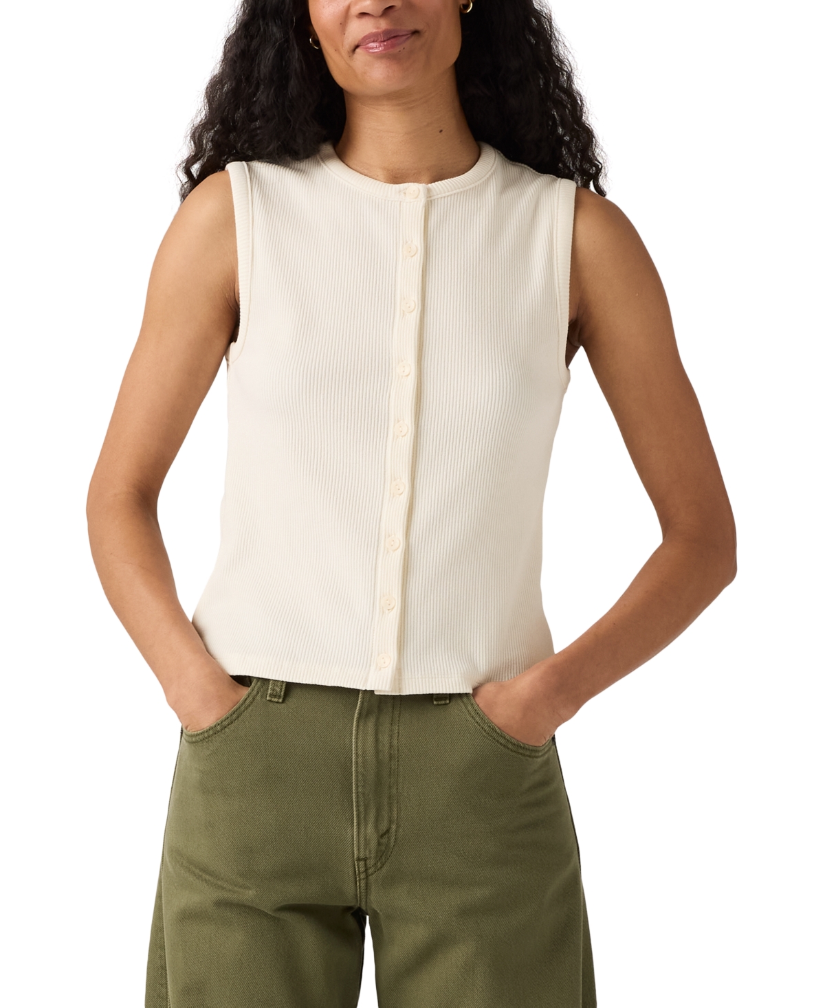 Click here for Levis Womens Rory Sleeveless Button-Up Top - Egret prices