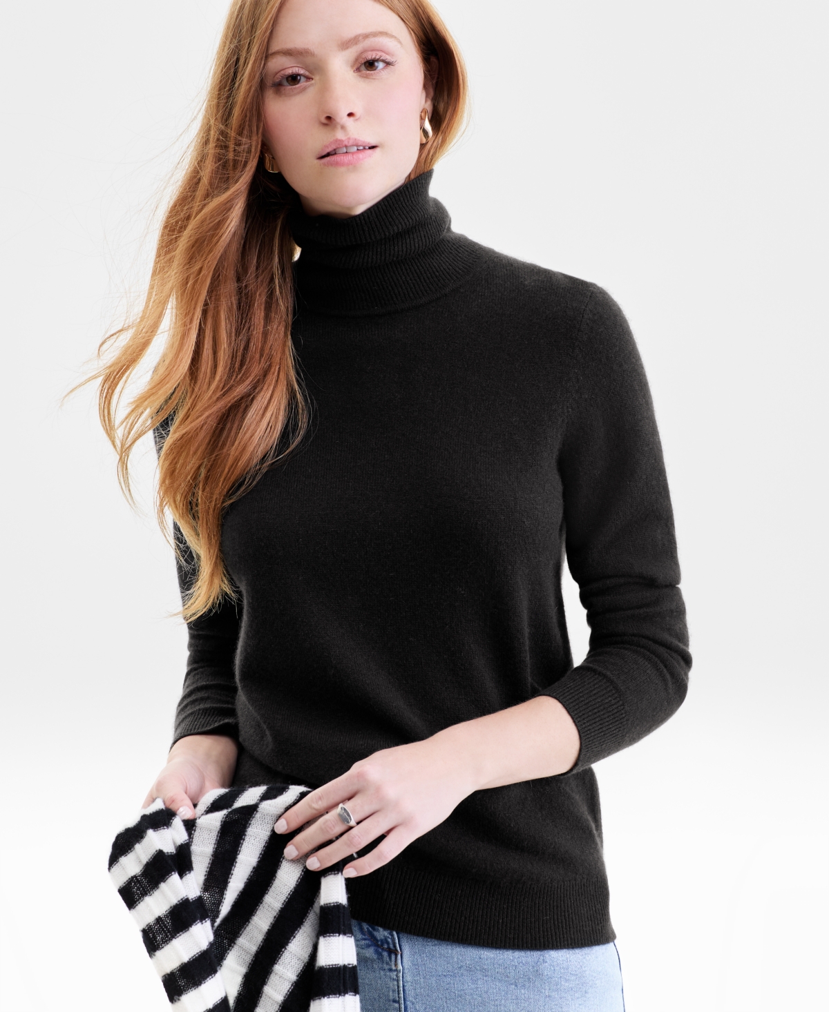Charter Club Womens 100 Cashmere Turtleneck Sweater  Macys Exclusive - Classic Black