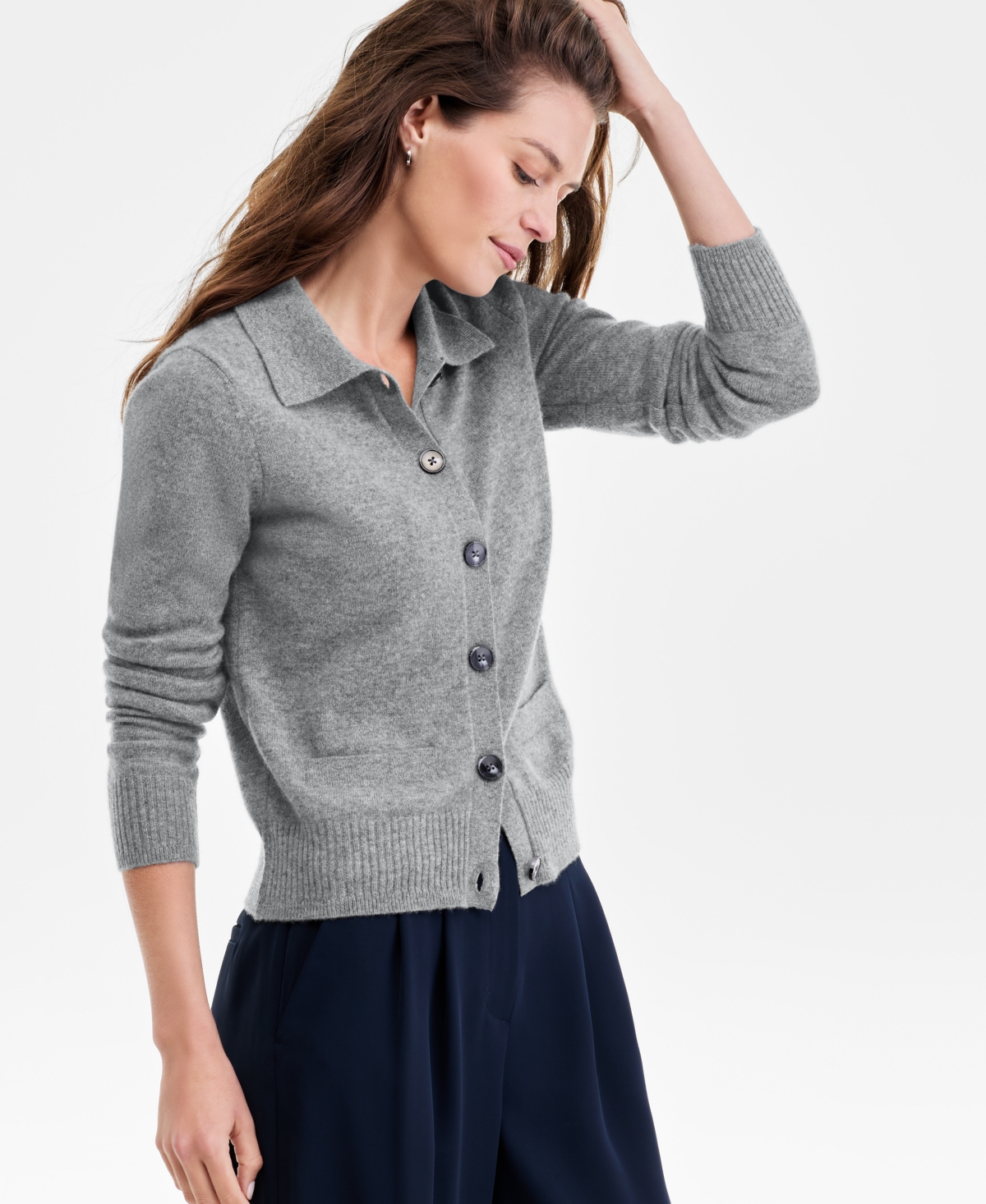 Click here for Charter Club Womens 100 Cashmere Collared Shrunken... prices